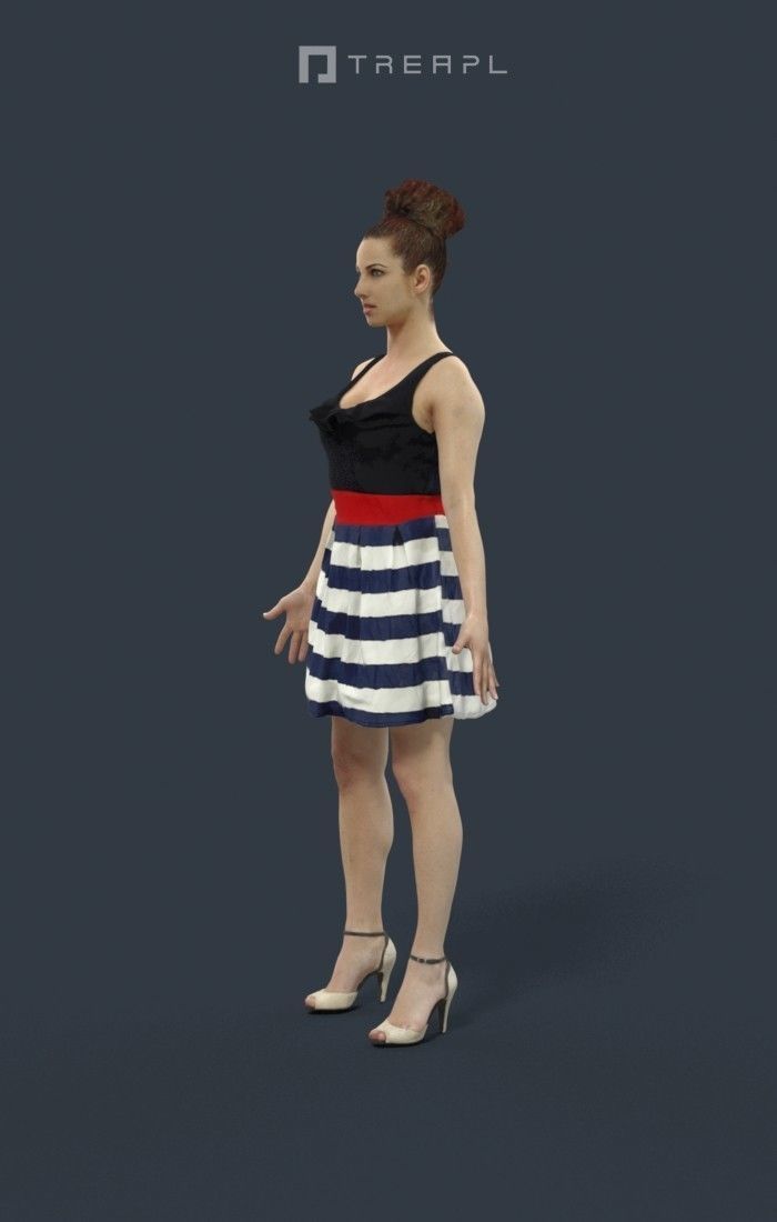 3D model Animated Casual Woman in a dress - A-pose - Yearn VR / AR ...