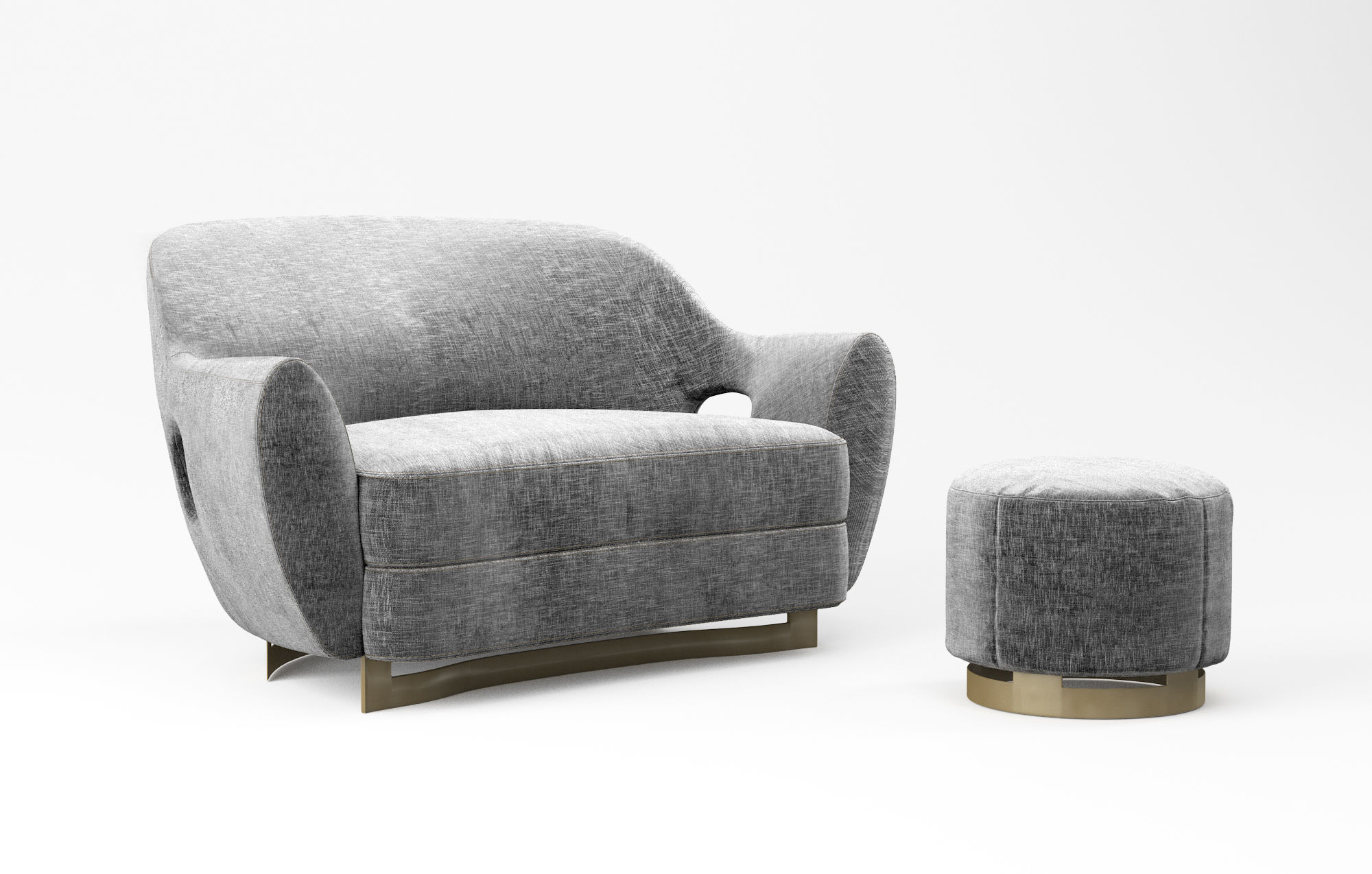 Gumi amrchair 120 and armchair 150 with ottoman and stool 3D model ...