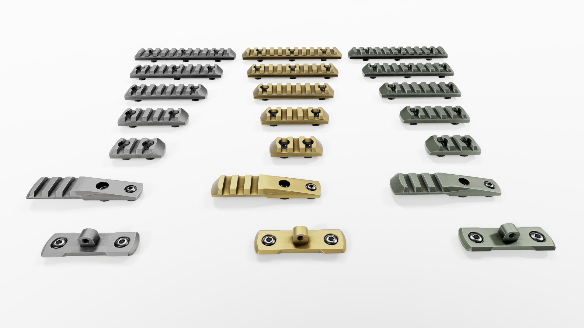 MLOK 1913 Picatinny Rail Sections free VR / AR / low-poly 3D model ...