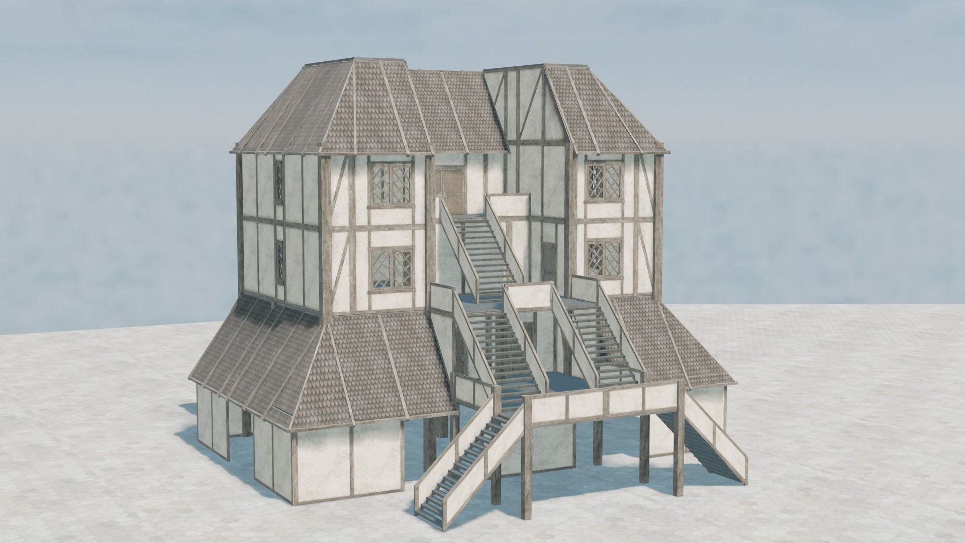 Modular Medieval House free VR / AR / low-poly 3D model | CGTrader