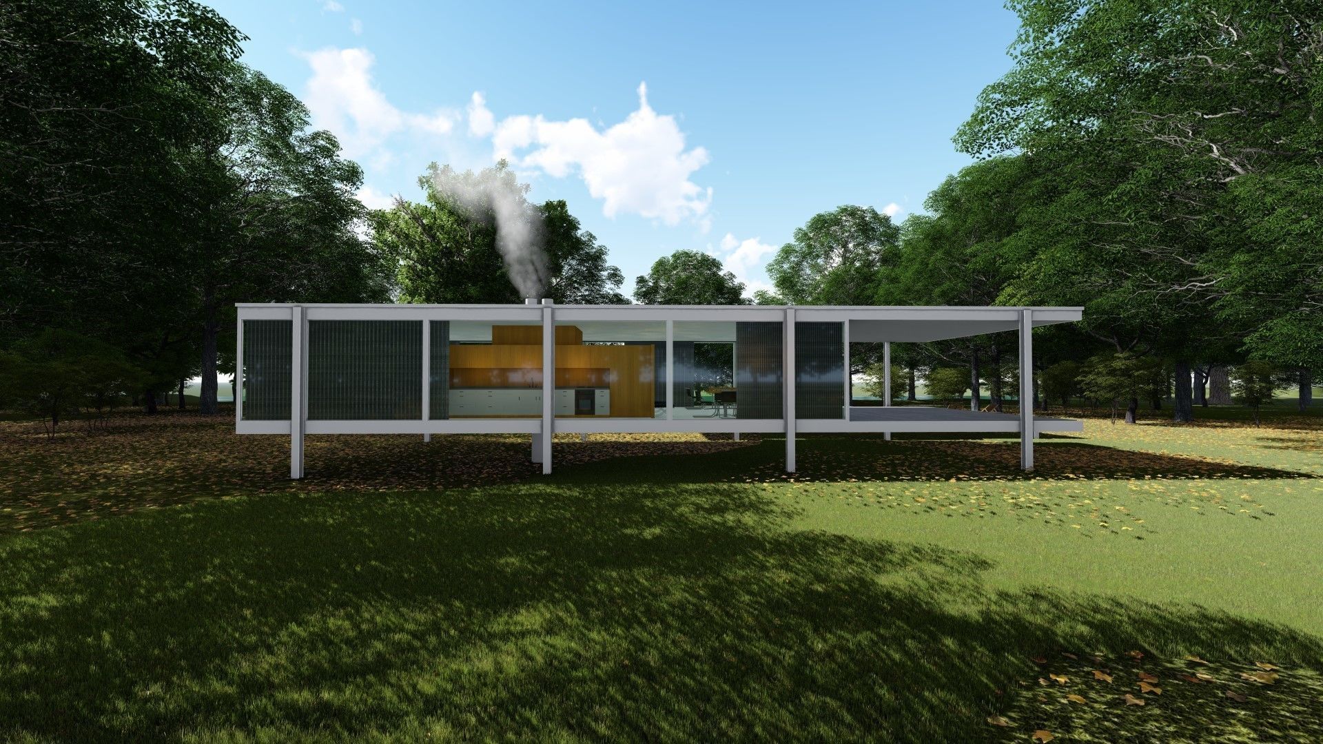 The Farnsworth House by Ludwig Mies van der Rohe 3D model | CGTrader