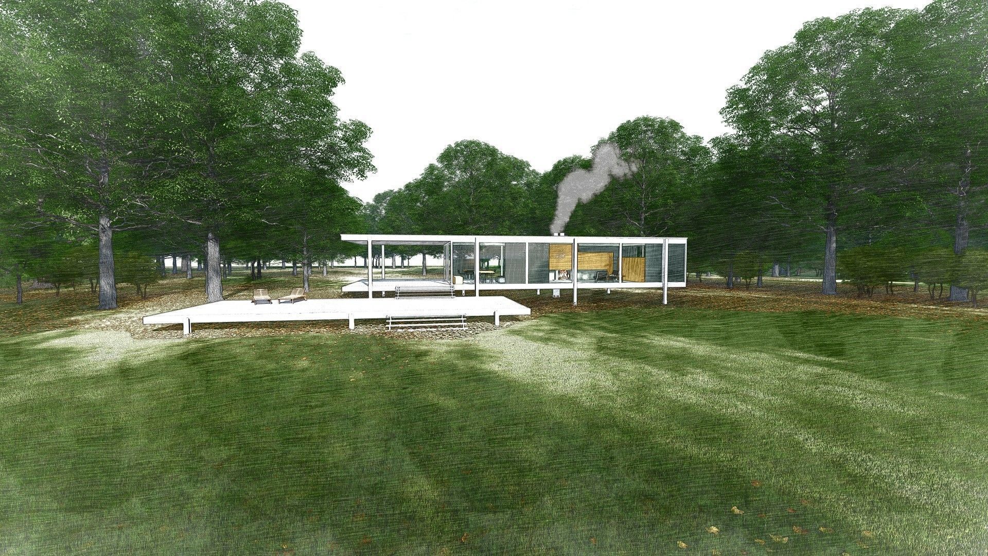 The Farnsworth House by Ludwig Mies van der Rohe 3D model | CGTrader