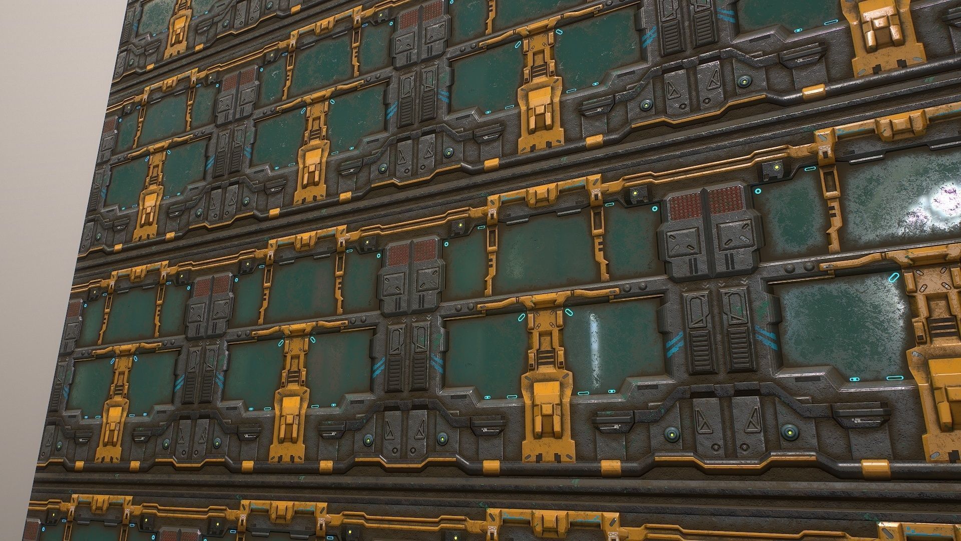 Texture PBR tileable sci fi building facade with windows textures VR ...