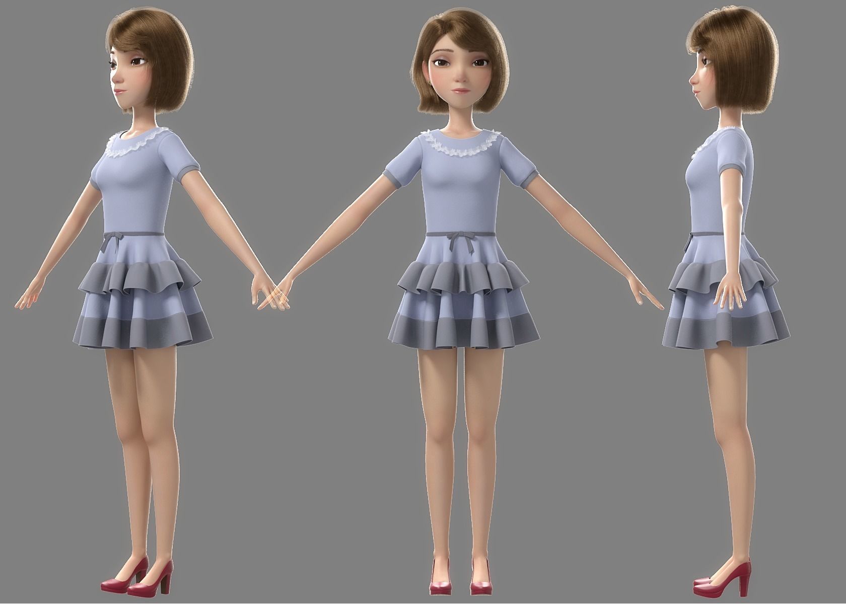 Cartoon Girl Rigged 3D model rigged | CGTrader