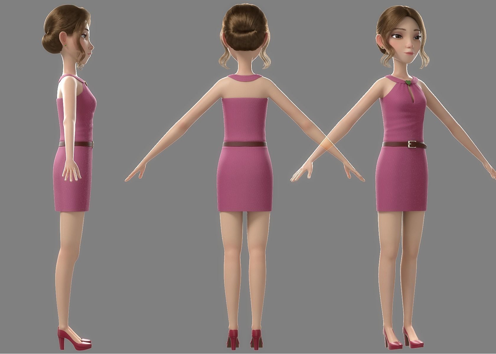 Cartoon Girl Rigged 3D model rigged | CGTrader