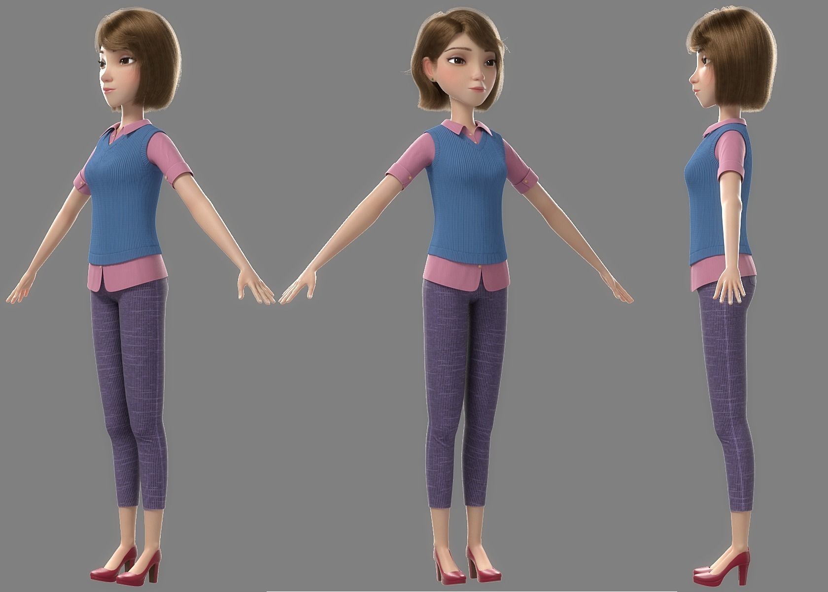 Cartoon Girl Rigged 3D model rigged | CGTrader