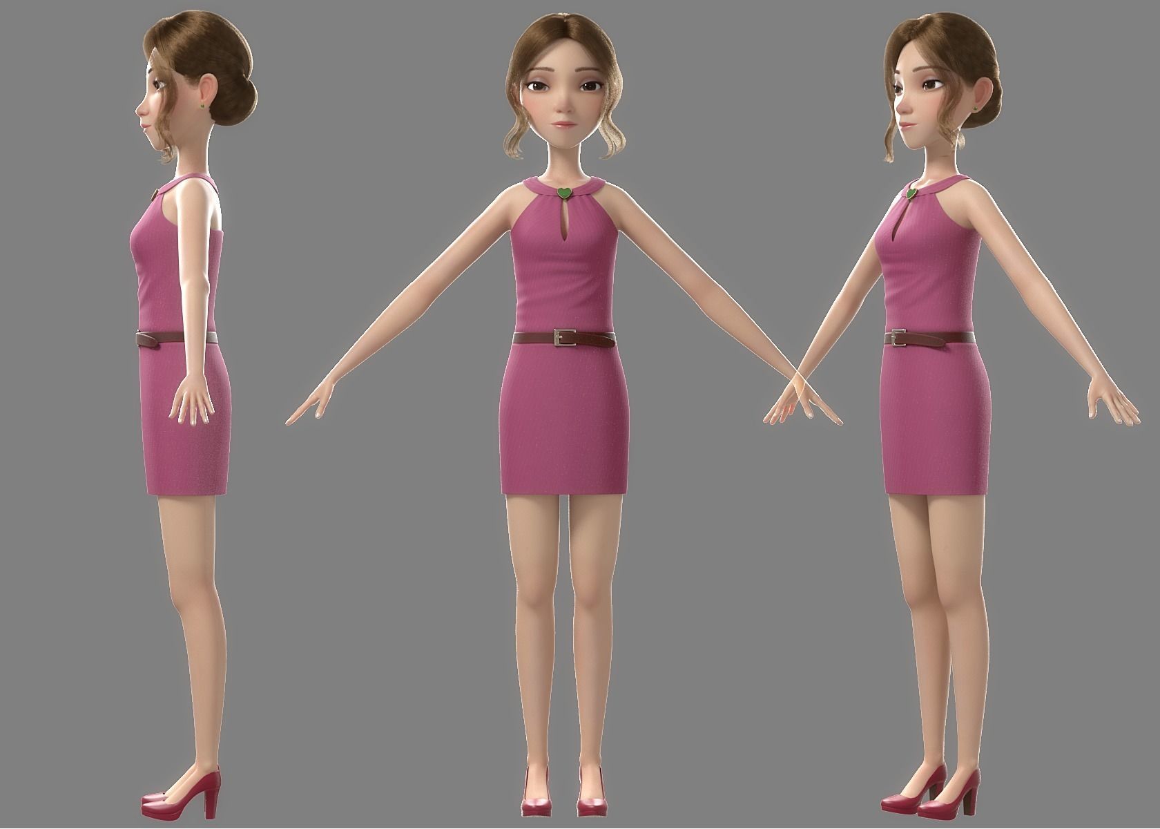 Cartoon Girl Rigged 3D model rigged | CGTrader