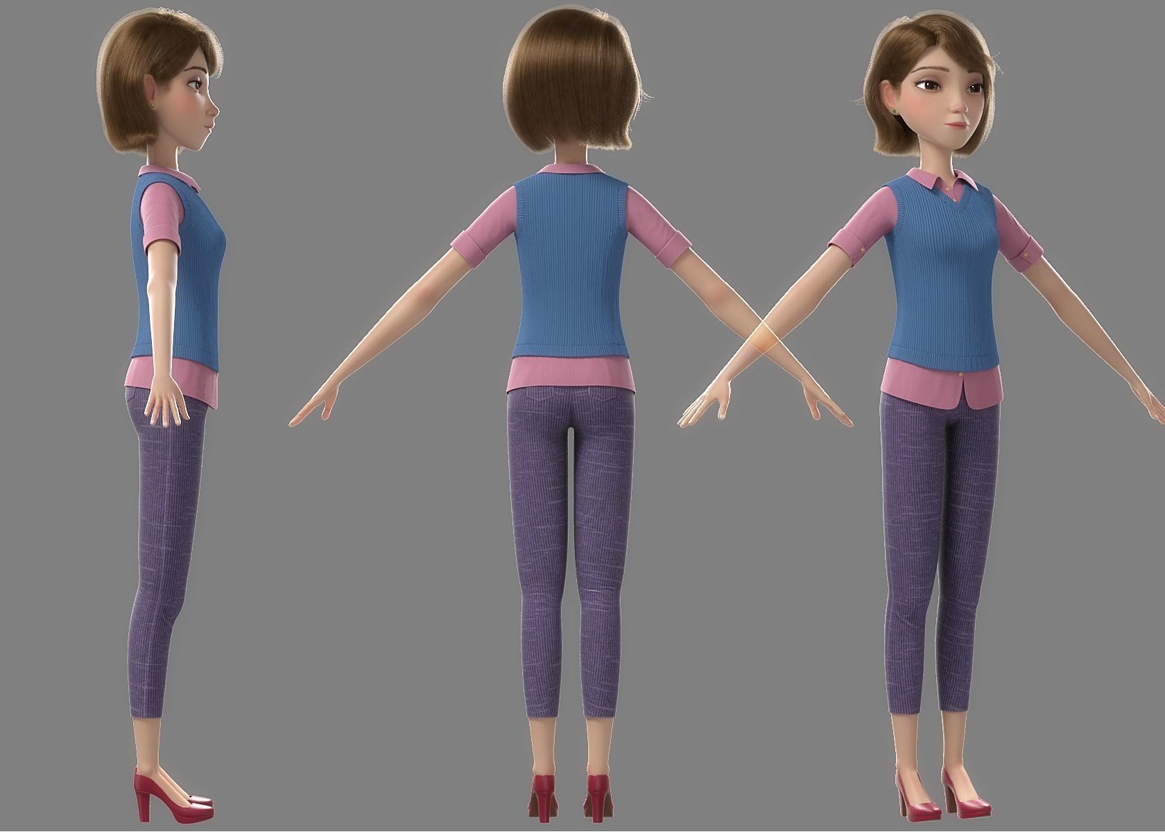 Cartoon Girl Rigged 3D model rigged | CGTrader