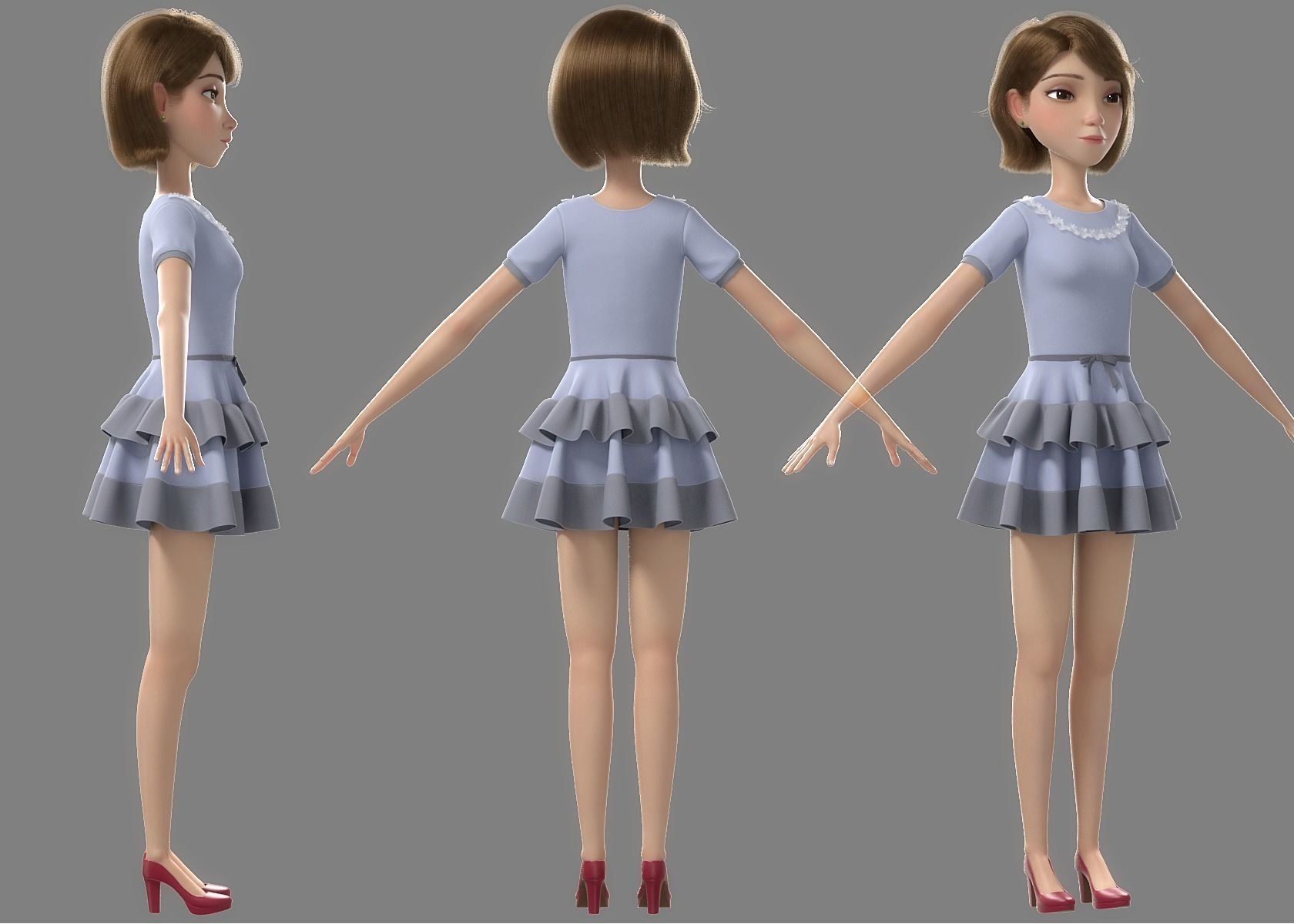Cartoon Girl Rigged 3D model rigged | CGTrader