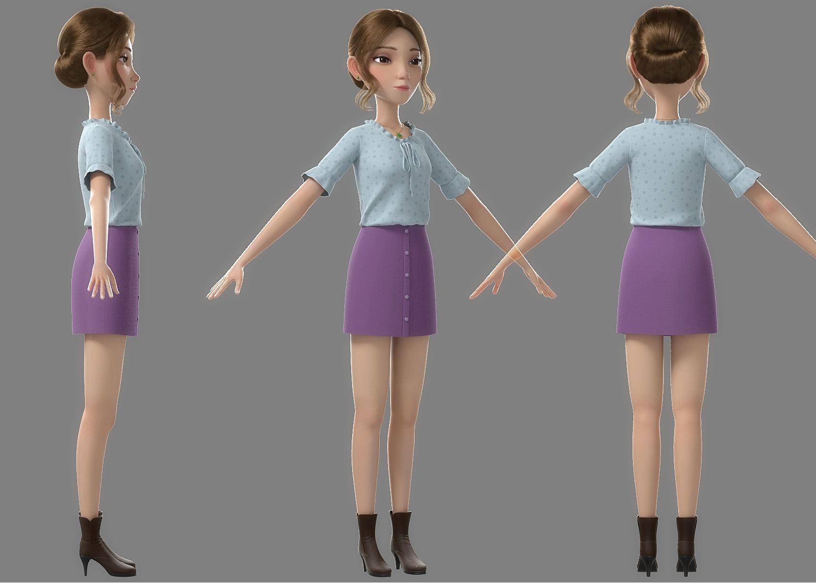 Cartoon Girl Rigged 3D model rigged | CGTrader