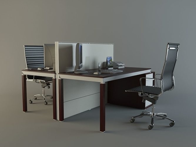 Table Office Set 3D model | CGTrader