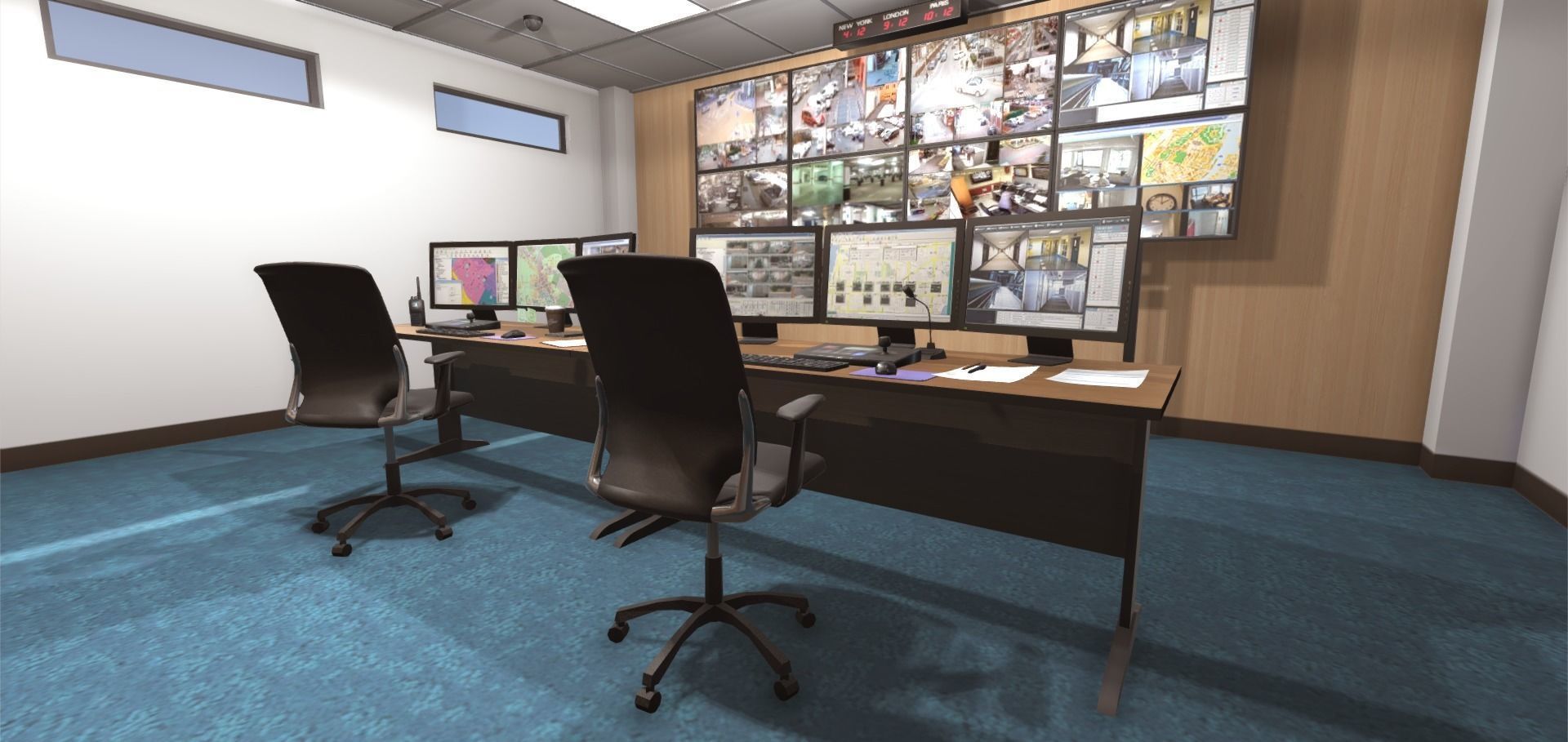 3D model Police Security Control Room VR / AR / low-poly animated ...