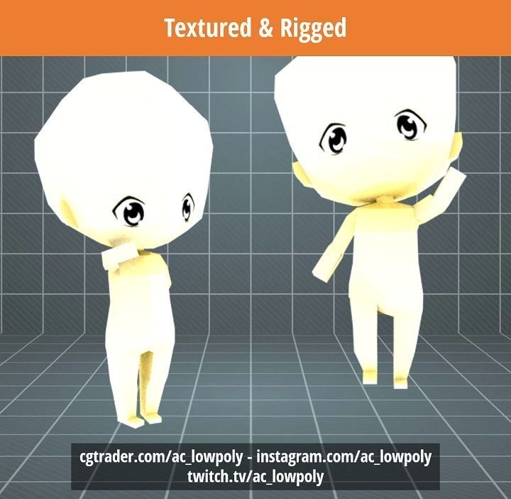 3D model Low Poly Chibi Rigged Textured Character VR / AR / low-poly ...