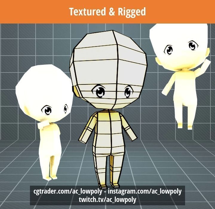 3D model Low Poly Chibi Rigged Textured Character VR / AR / low-poly ...