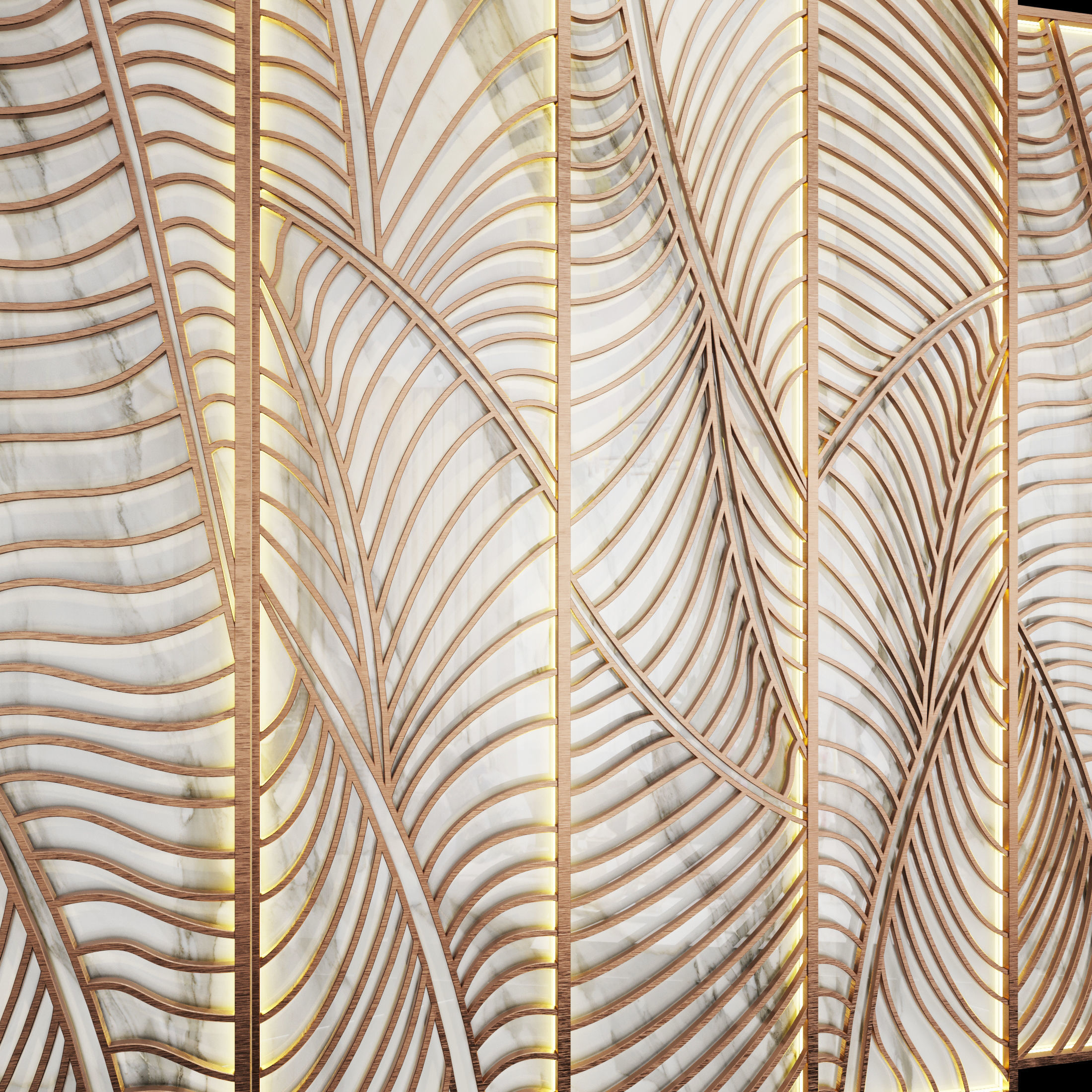 Partition palm leaf pattern 3D model | CGTrader