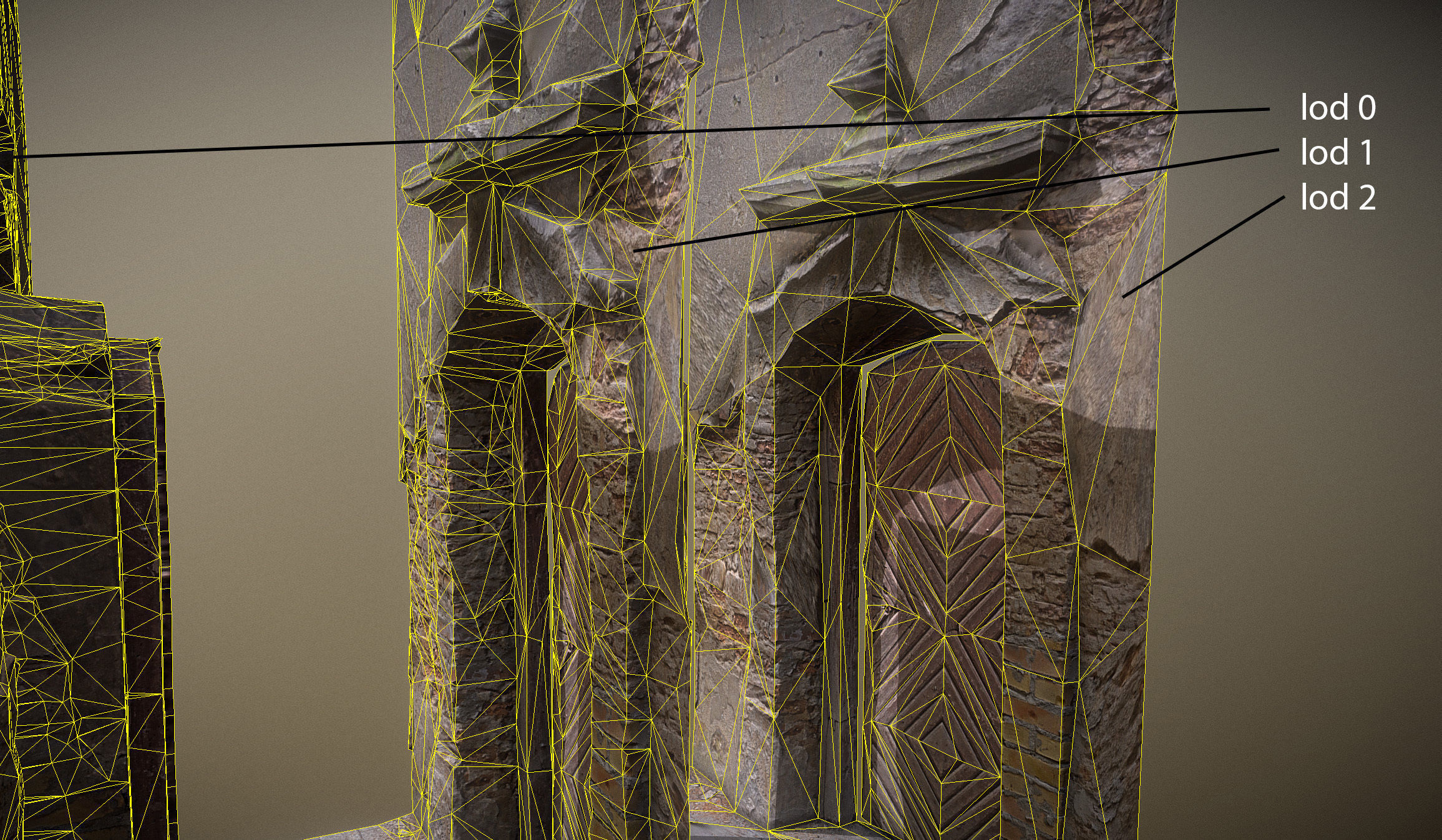 3D model Old broken gate - door with relief decoration VR / AR / low ...