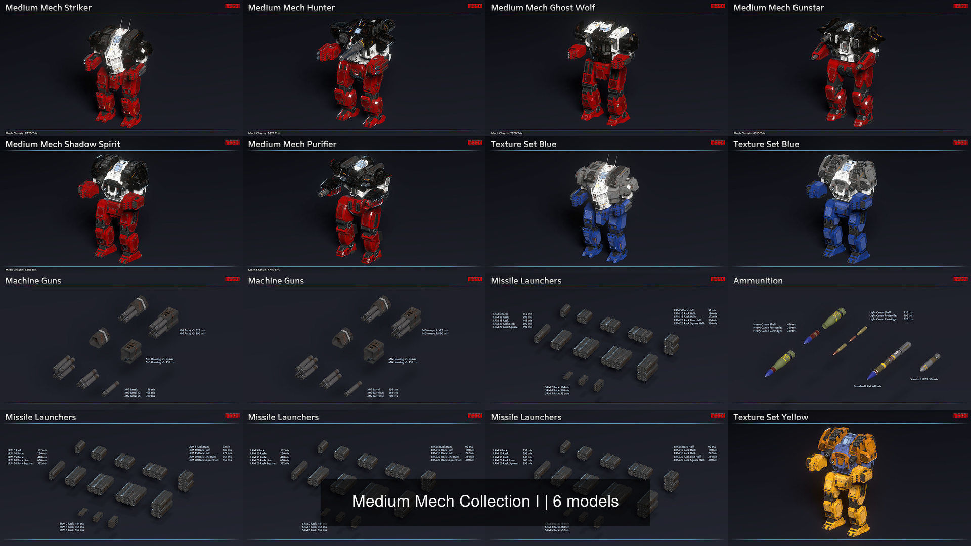 Medium Mech Collection I VR / AR / low-poly | CGTrader