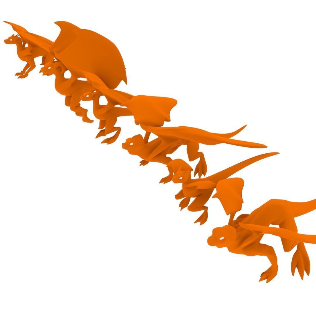 3D Model Collection Low-Poly Dragons dragon with wings VR / AR / low ...