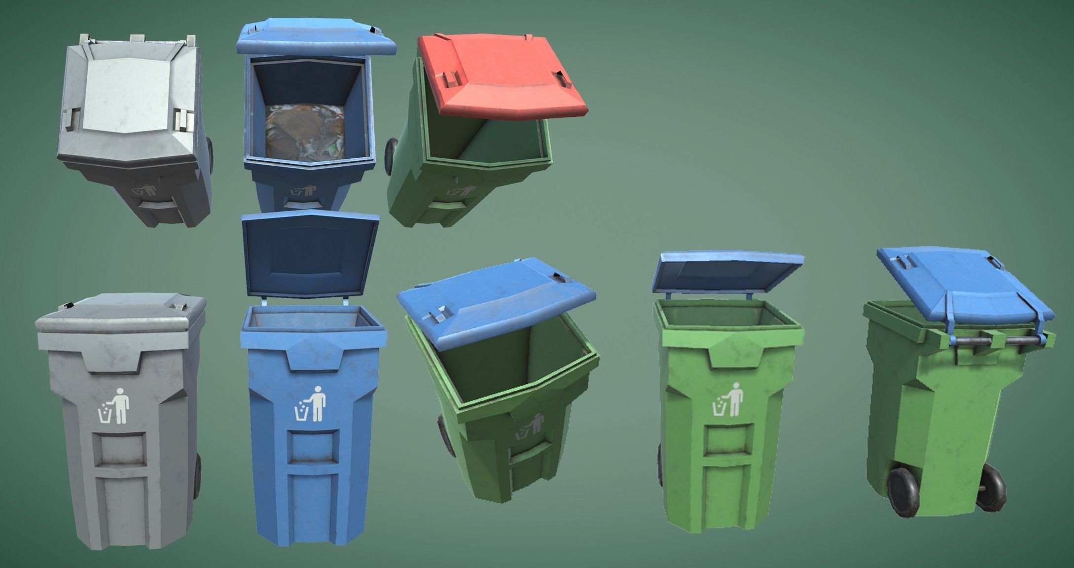 3D model Garbage bins and crates and other Props VR / AR / low-poly ...