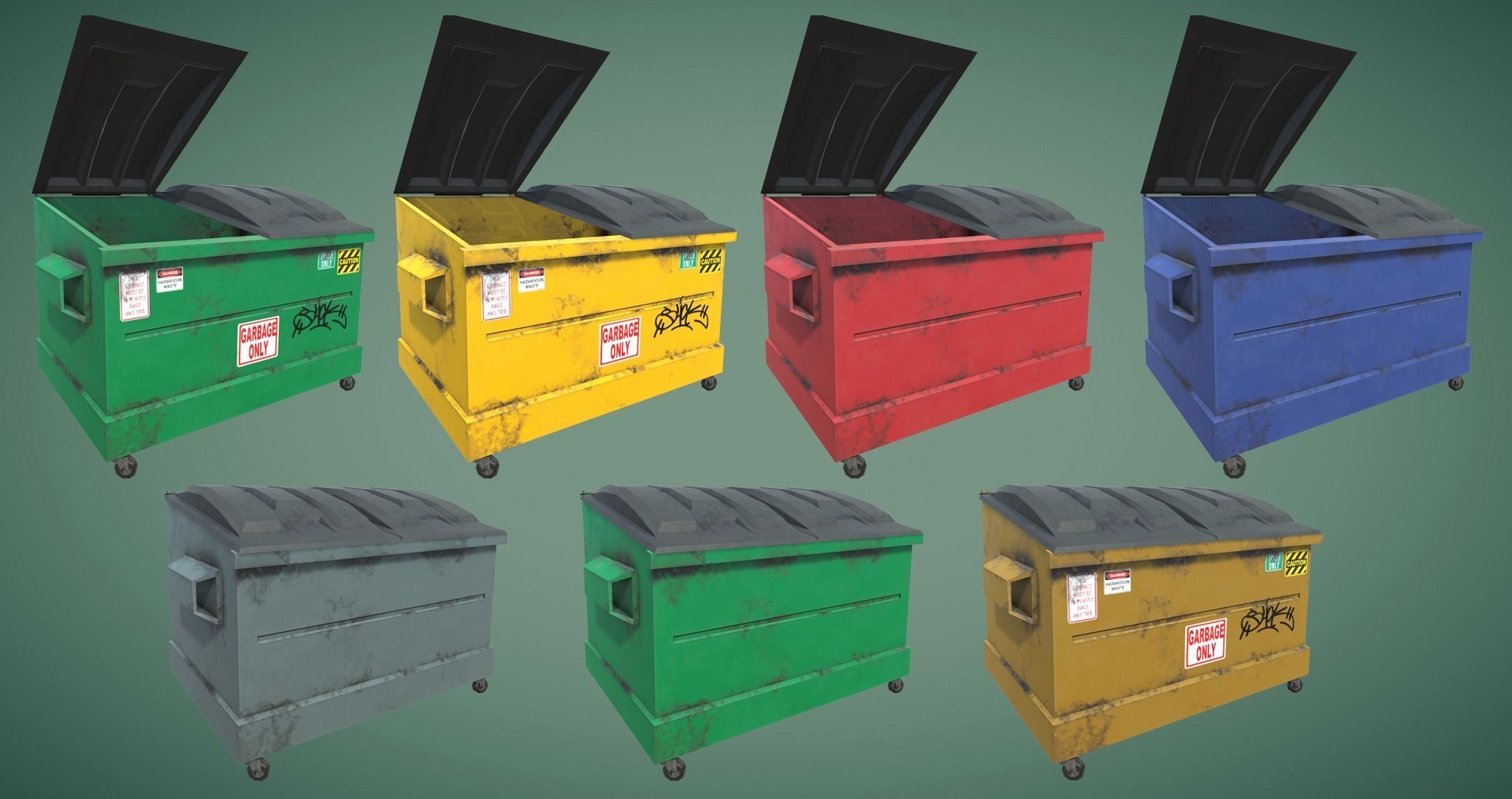 3D model Garbage bins and crates and other Props VR / AR / low-poly ...