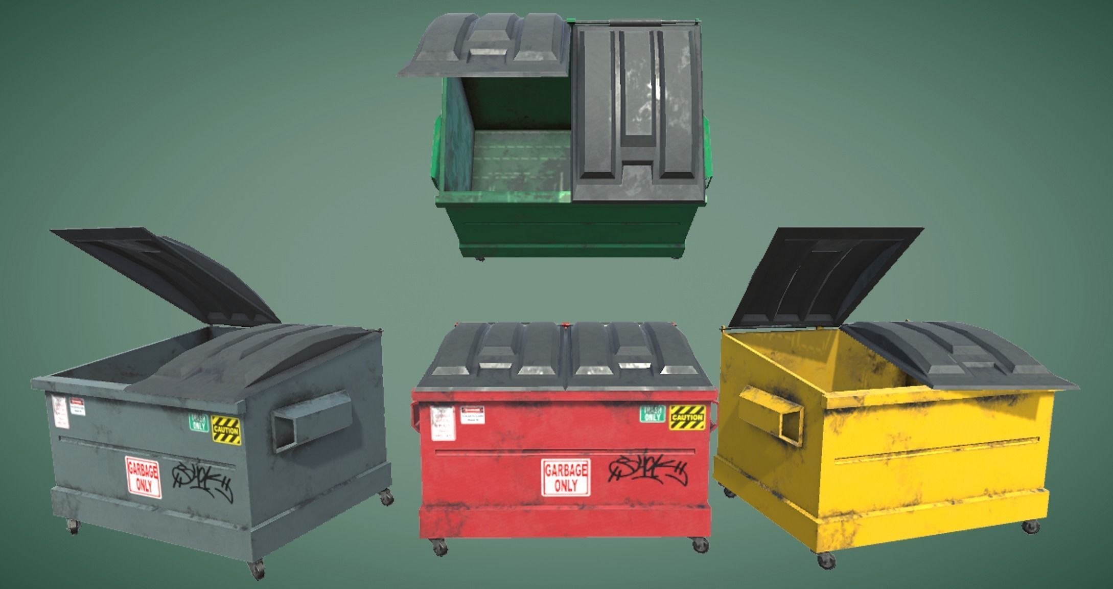 3D model Garbage bins and crates and other Props VR / AR / low-poly ...
