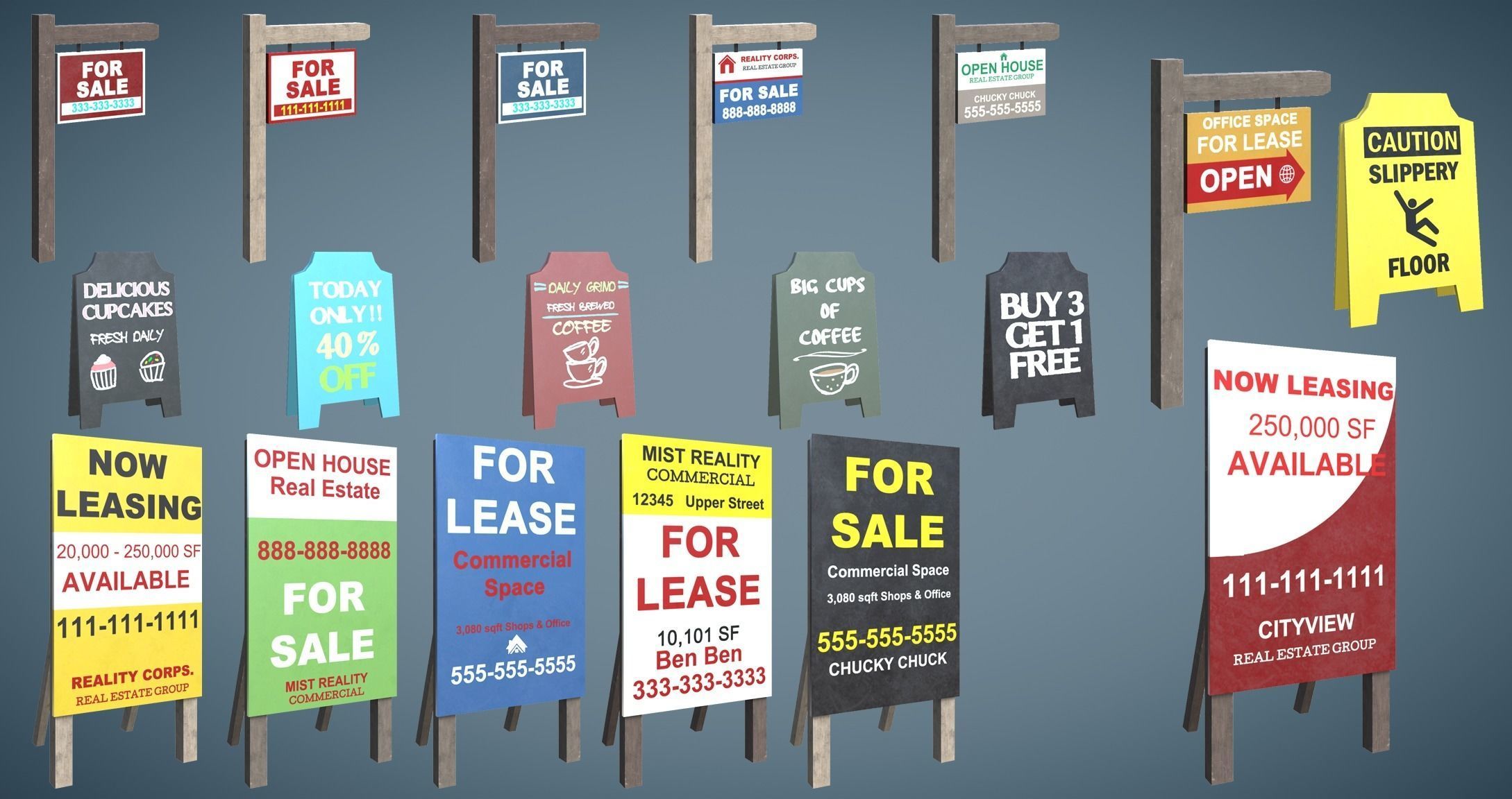 3D model Signages Props VR / AR / low-poly | CGTrader