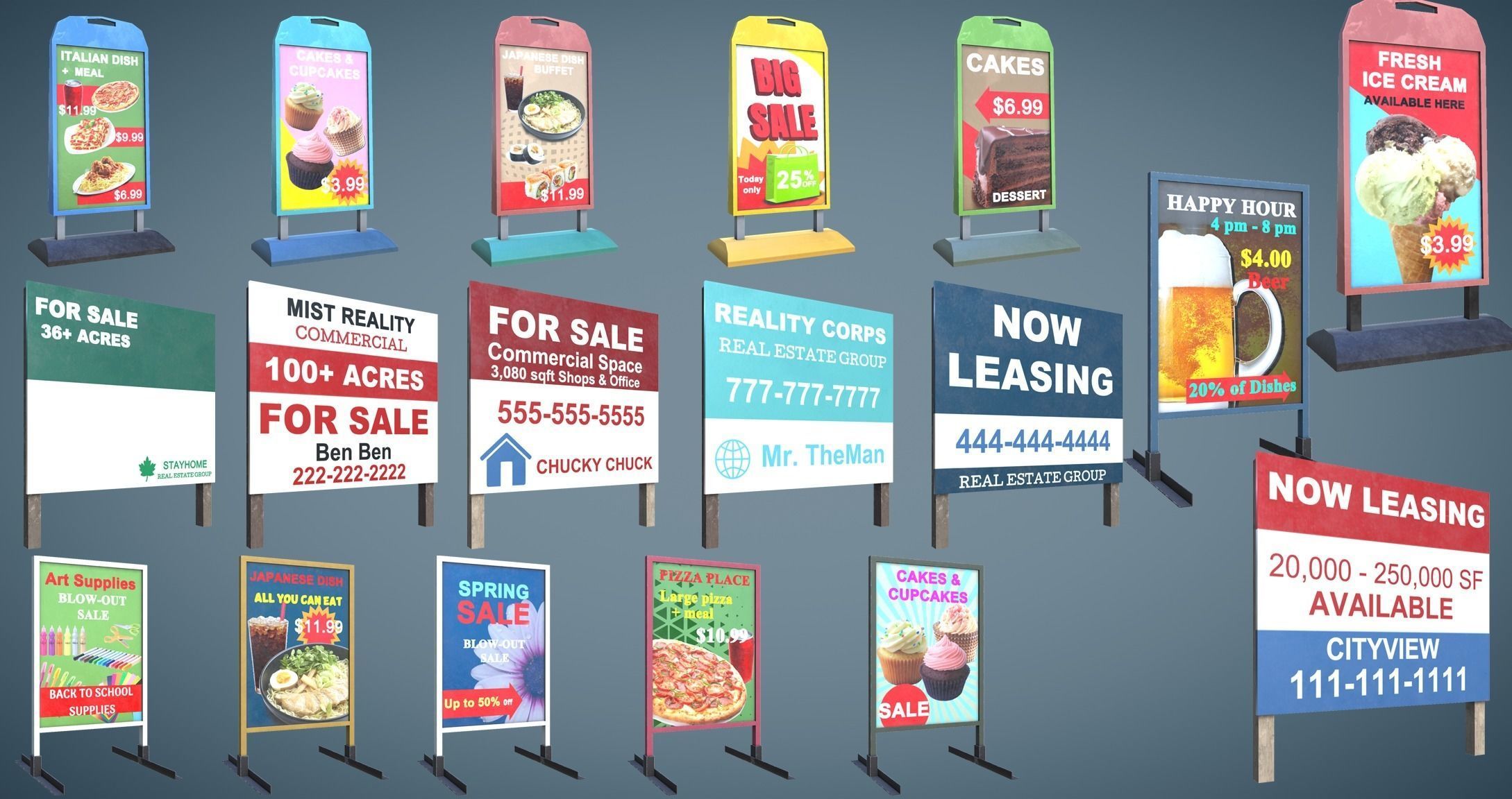 3D model Signages Props VR / AR / low-poly | CGTrader