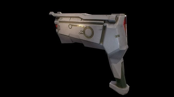 3D model Low poly sci fi Thunder pistol weapon model VR / AR / low-poly ...