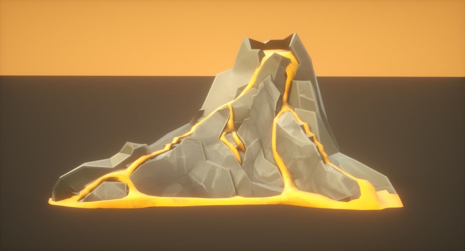 3D model Lowpoly Volcano Rock Cartoon Pack VR / AR / low-poly | CGTrader