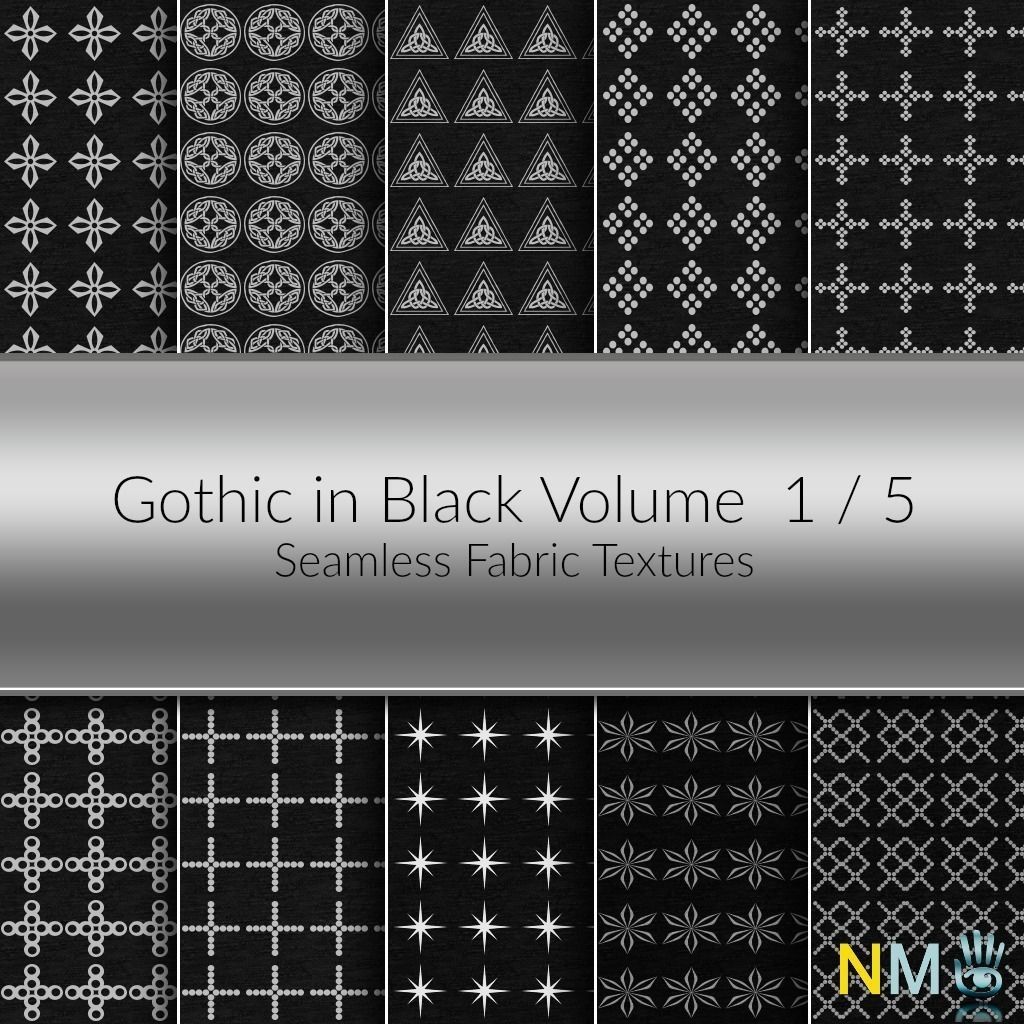 textile 3D Gothic In Black Seamless Textures Set | CGTrader