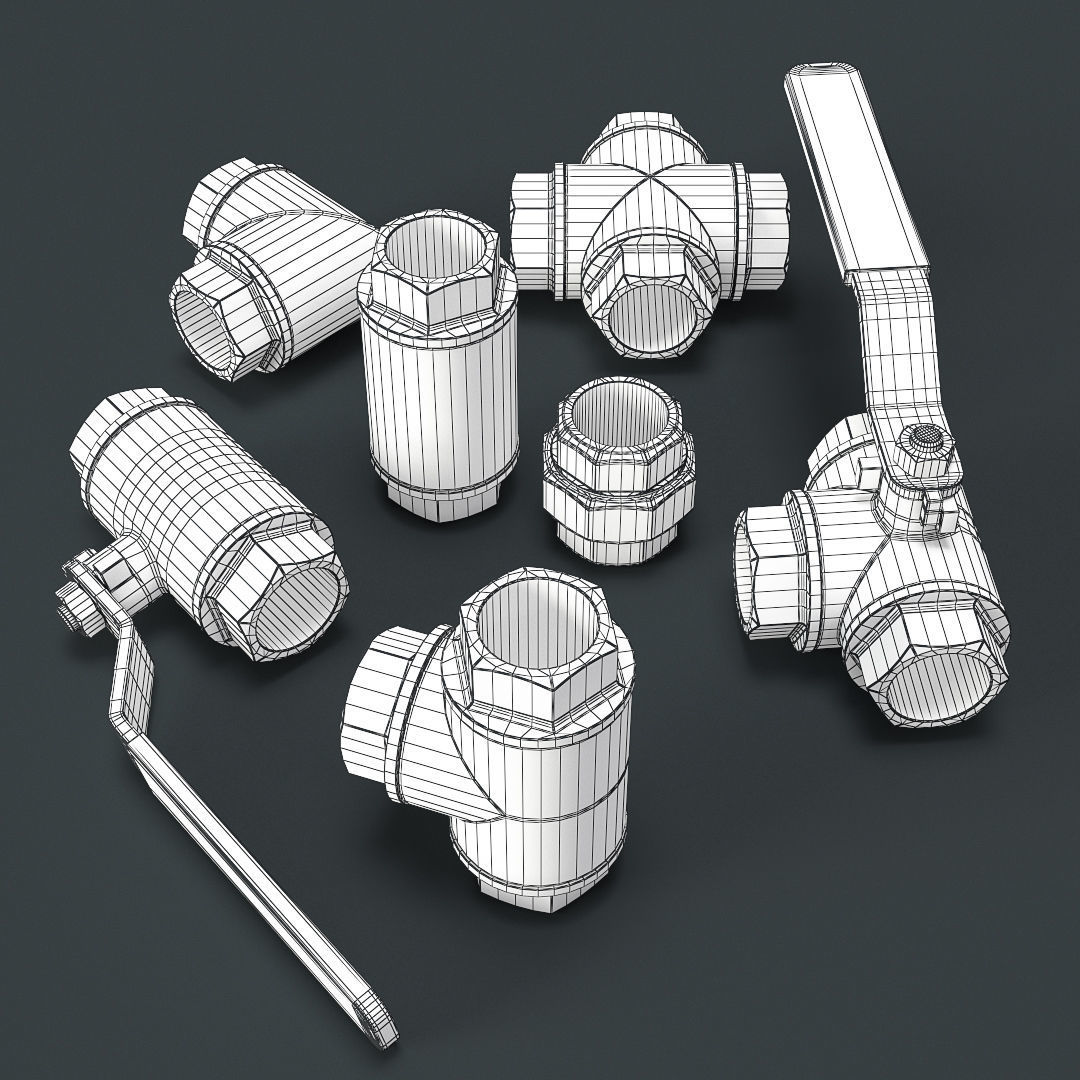 Valve connectors set 3D model | CGTrader