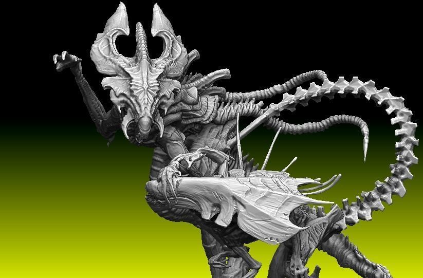 King alien vs Queen Diorama statue 3d model 3D model | CGTrader