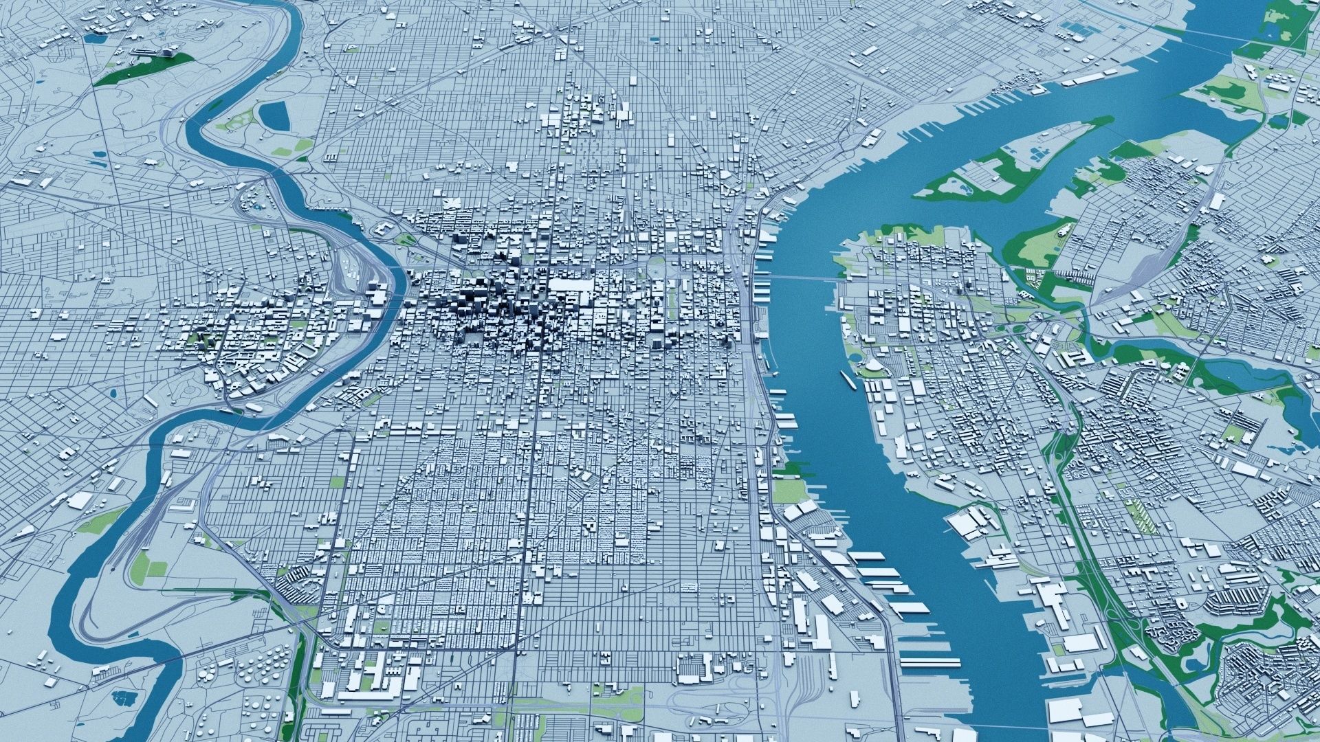 Philadelphia with Terrain 3D model | CGTrader