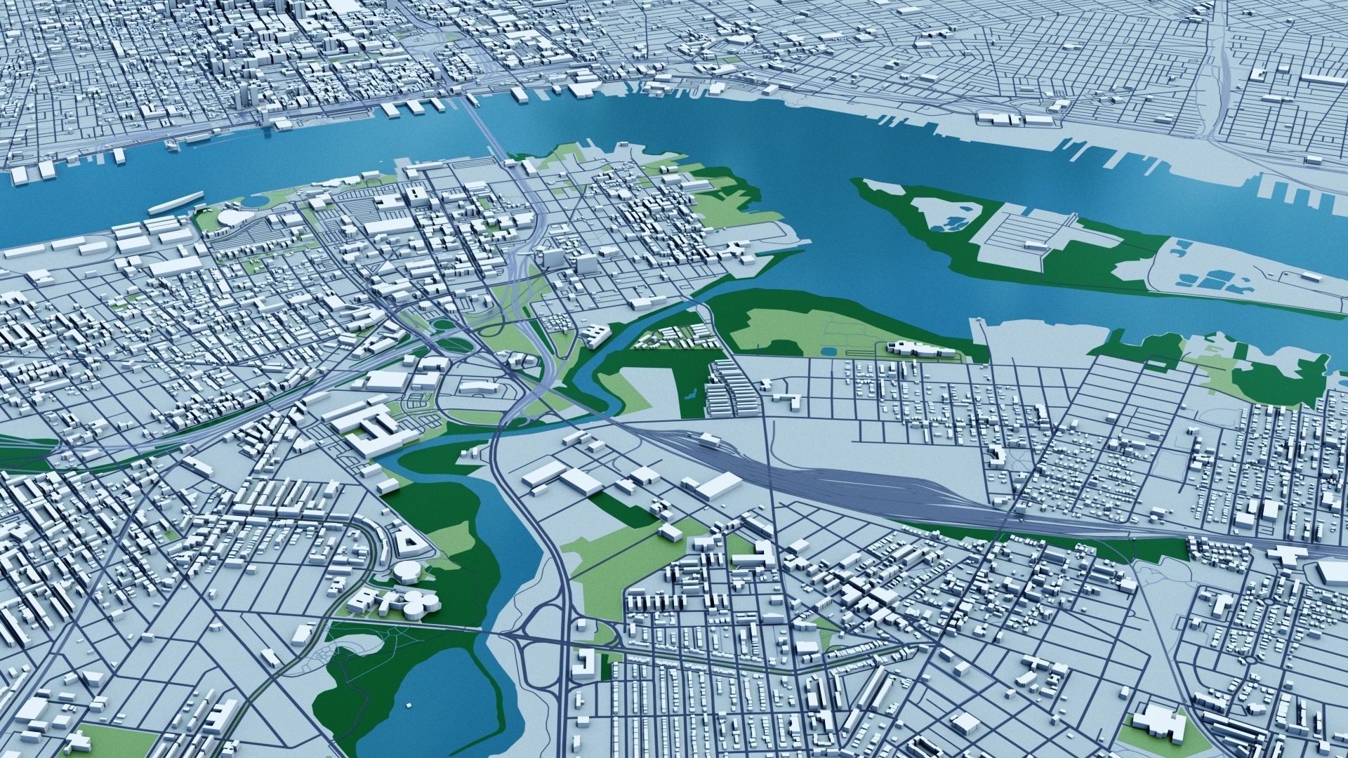 Philadelphia with Terrain 3D model | CGTrader
