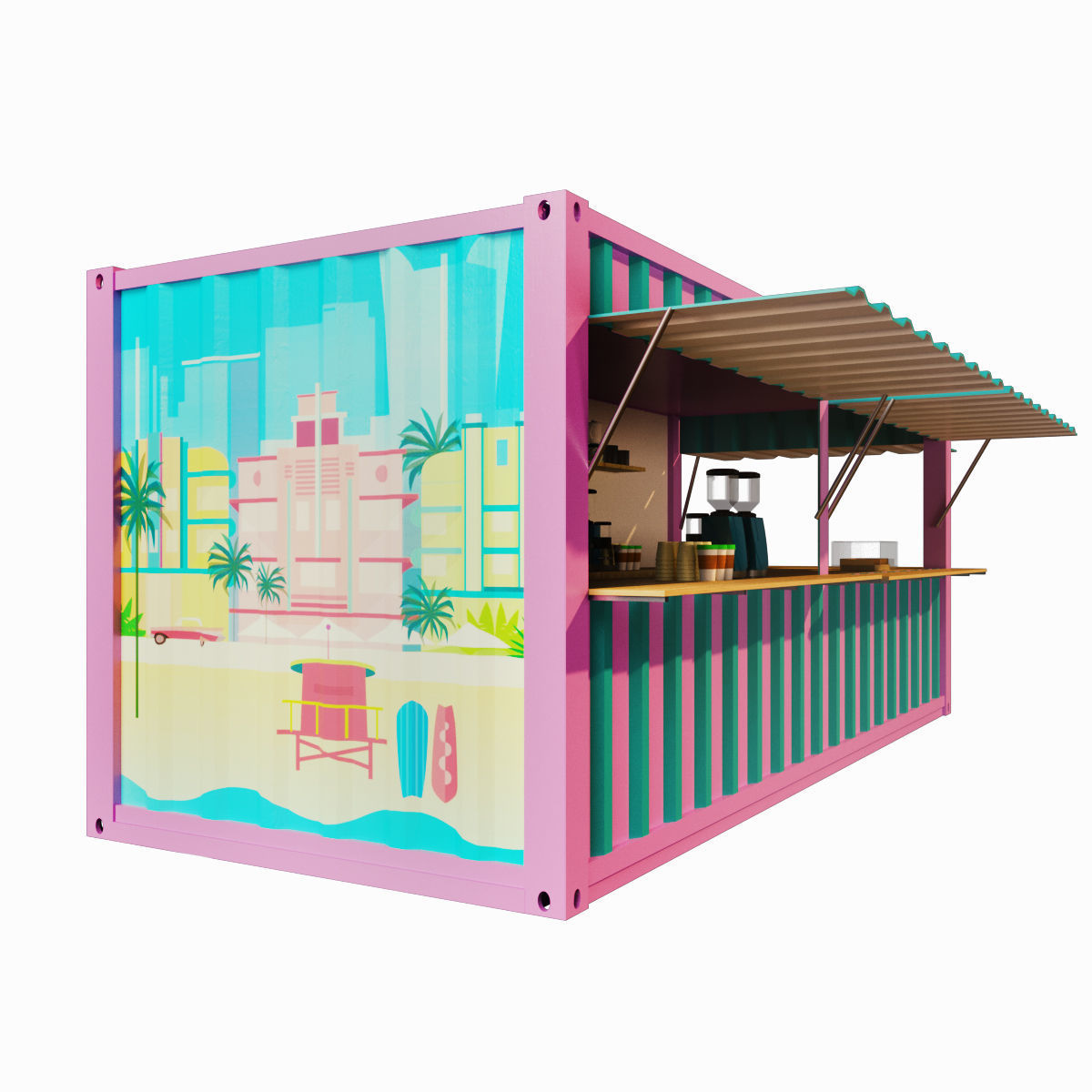 V1 Mobile shipping container restaurant Container Cafe 3D model | CGTrader