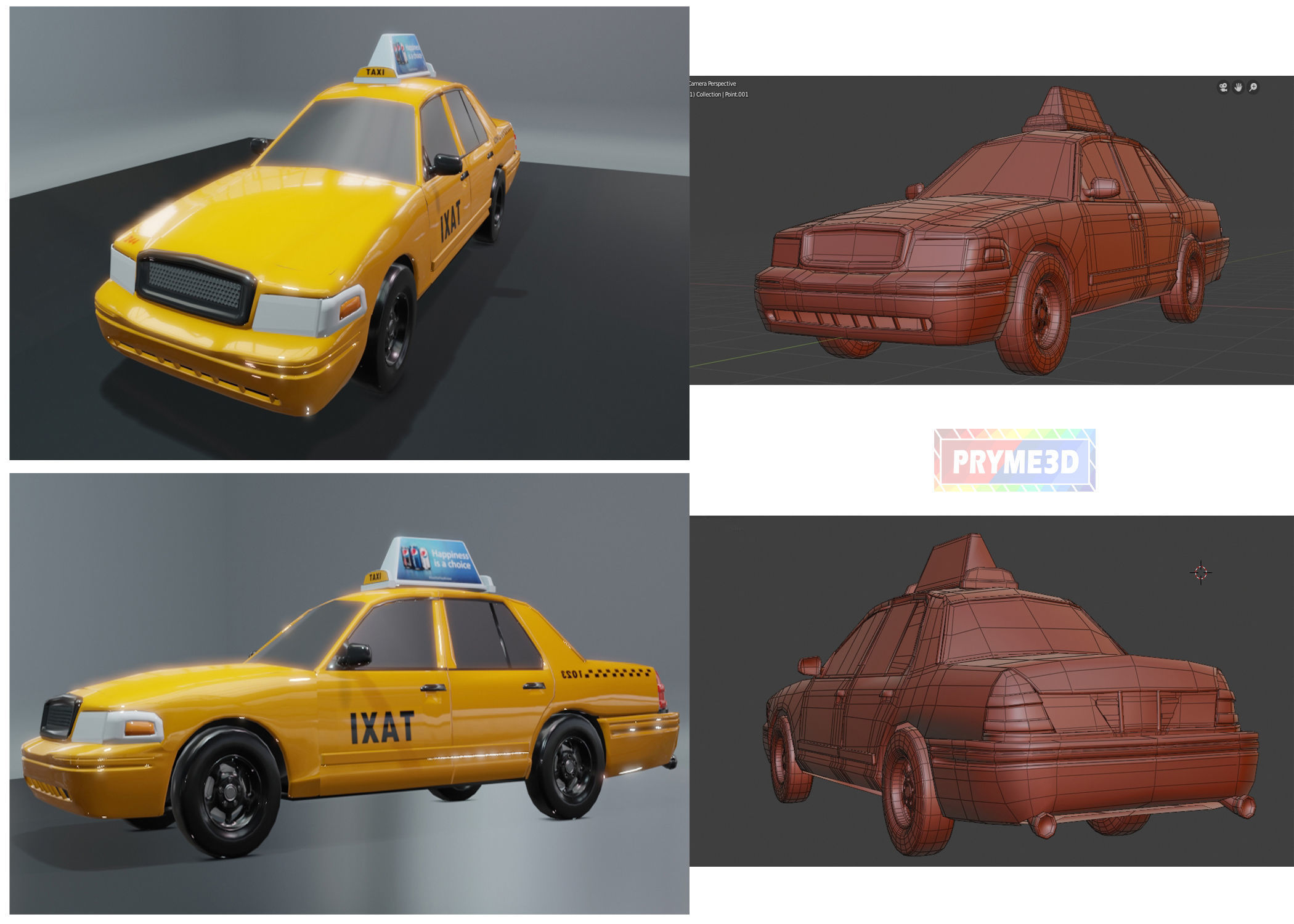 3D model Lowpoly taxi cab VR / AR / low-poly | CGTrader