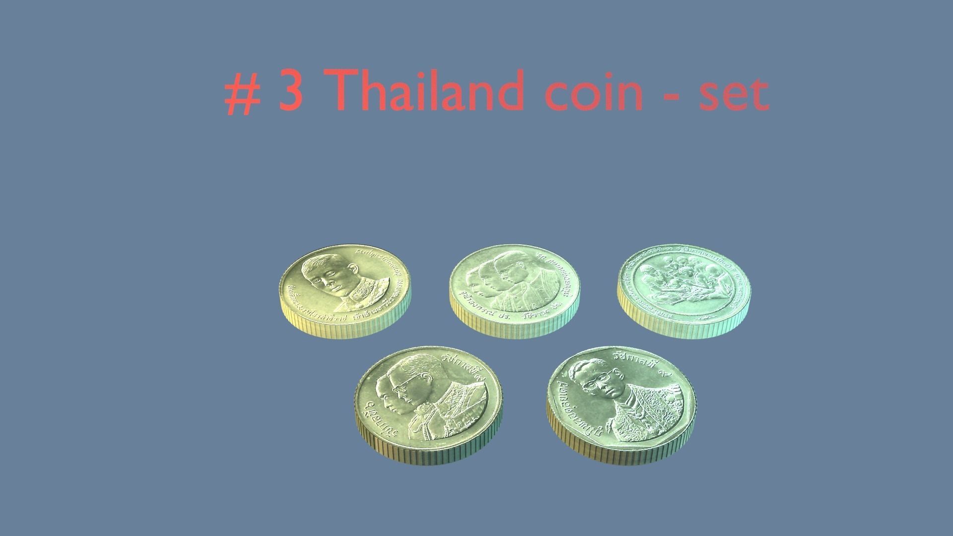Thailand coin - set model - 3 3D model | CGTrader