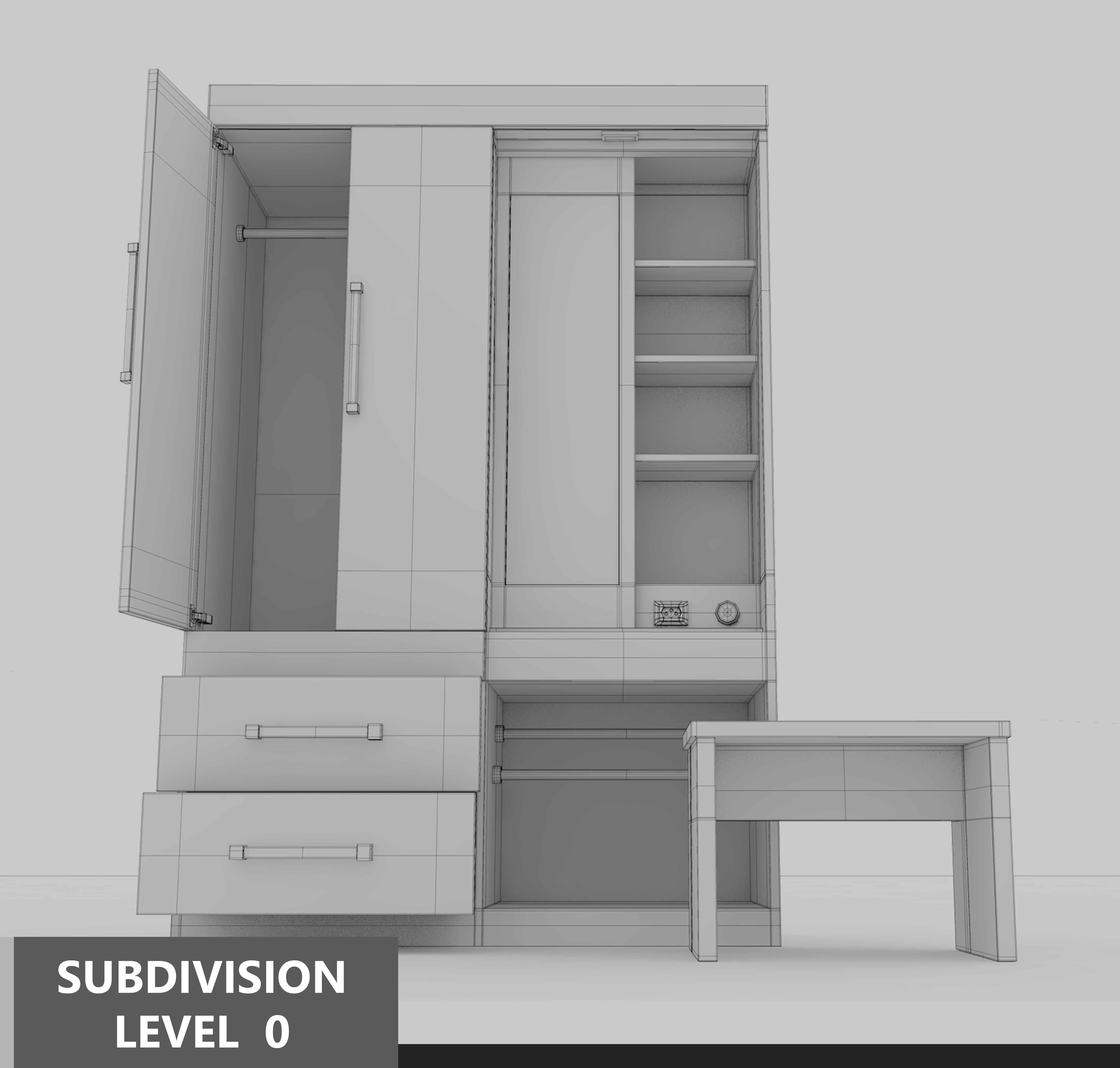 Wood Closet 3D model | CGTrader