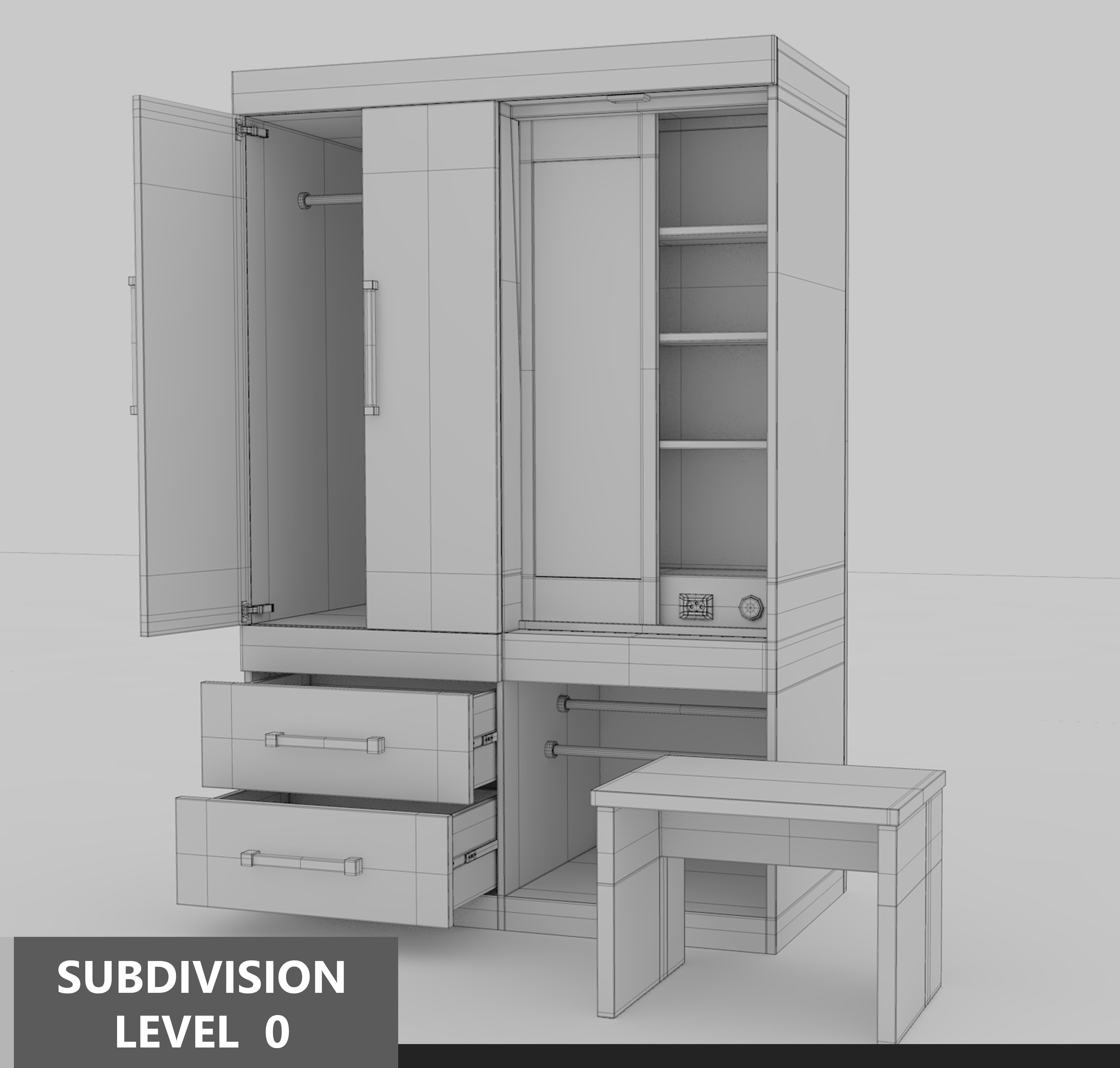 Wood Closet 3D model | CGTrader