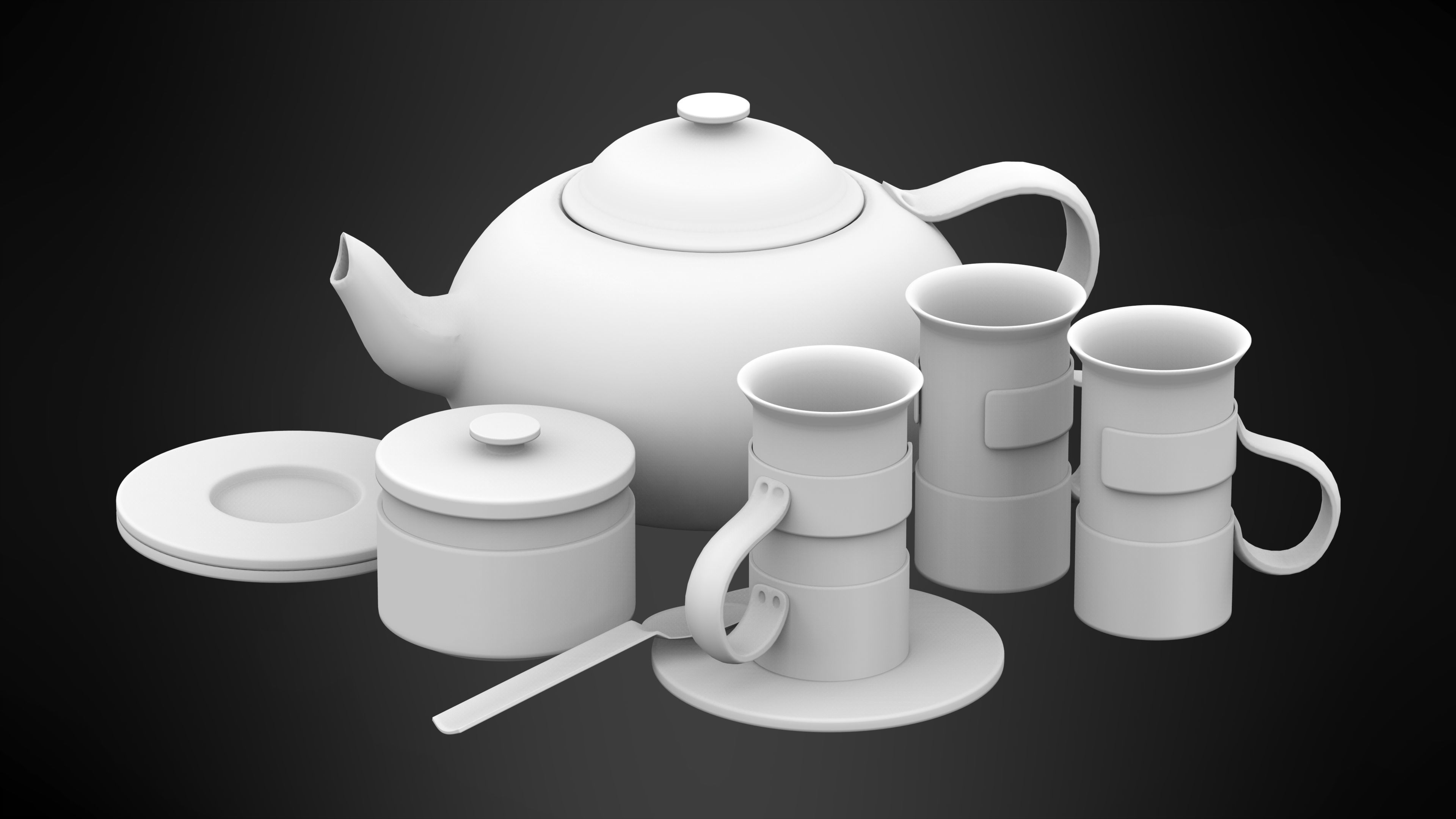 Tea Set silver teapot free 3D model | CGTrader