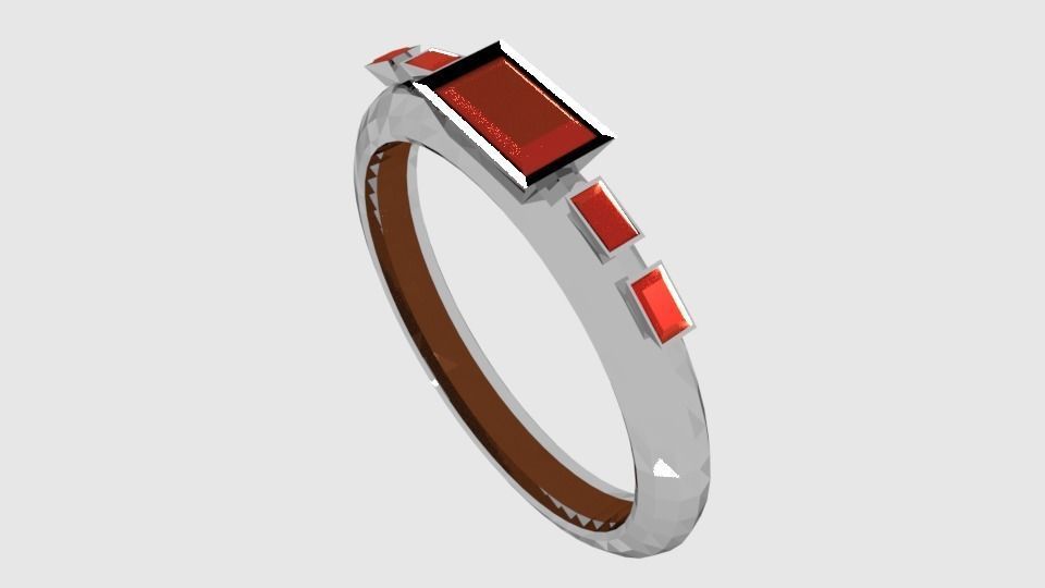 Low Poly Beautiful Three Red Stone Ring Jewelry Semi Realistic A 3D ...