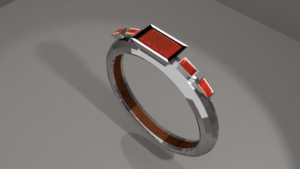 Low Poly Beautiful Three Red Stone Ring Jewelry Semi Realistic A 3D ...