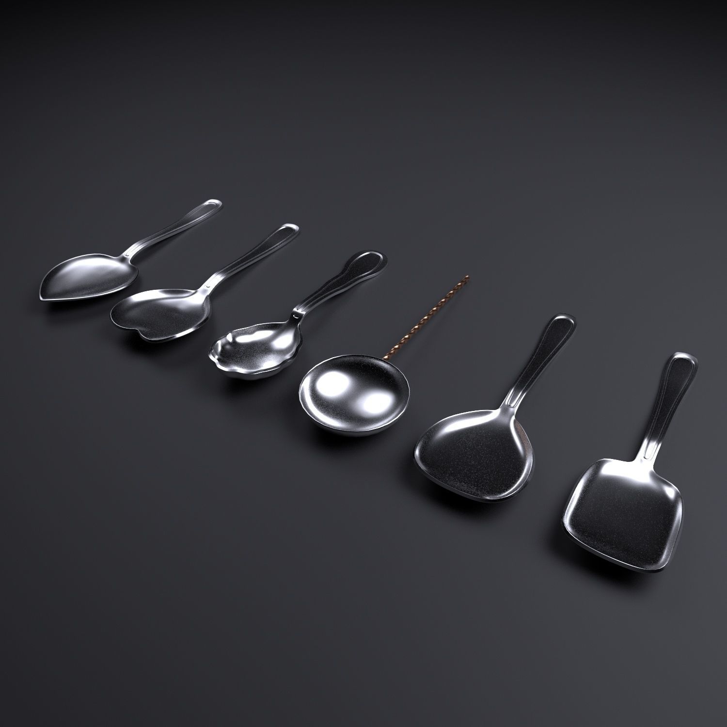 SUGAR SPOON SET 6 PIECES free VR / AR / low-poly 3D model | CGTrader