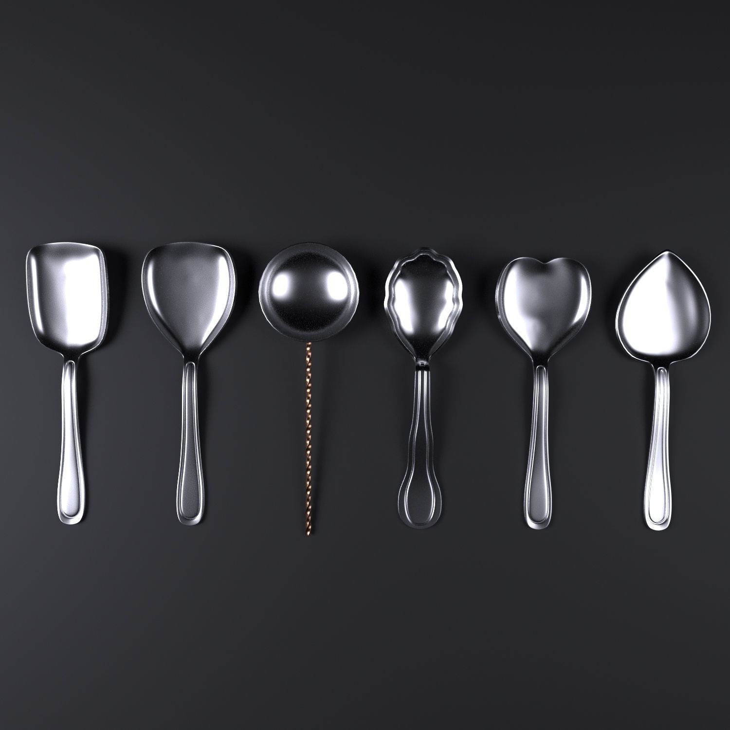 SUGAR SPOON SET 6 PIECES free VR / AR / low-poly 3D model | CGTrader