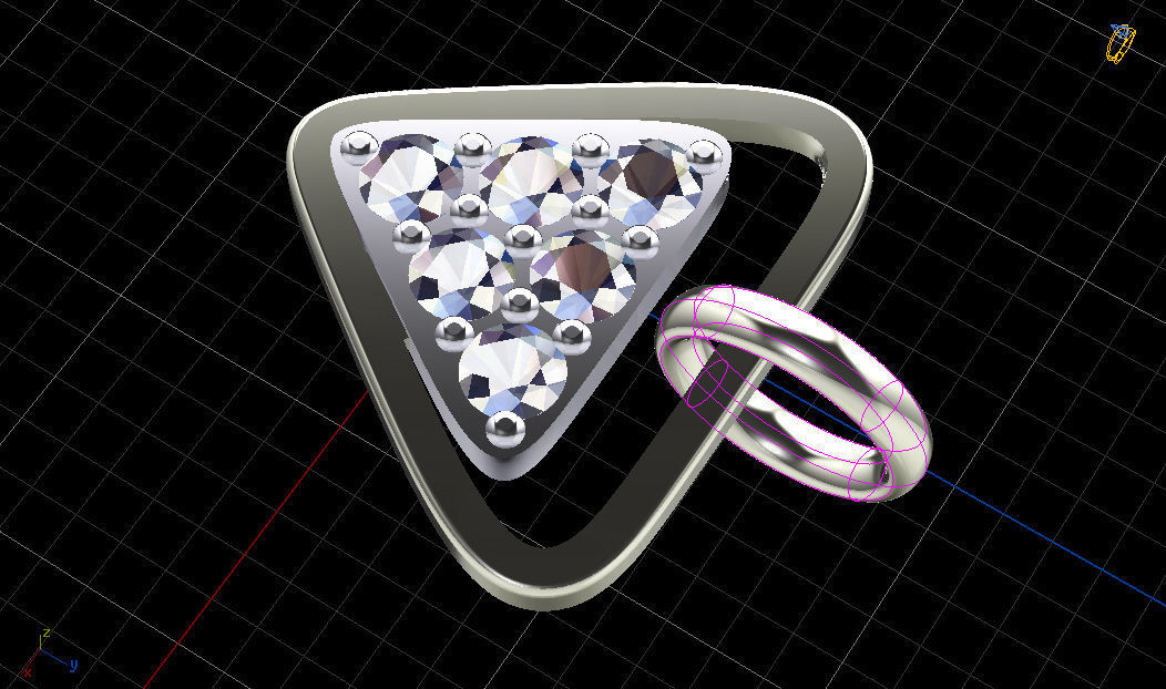 Pendant triangle with stones 3D model 3D printable | CGTrader