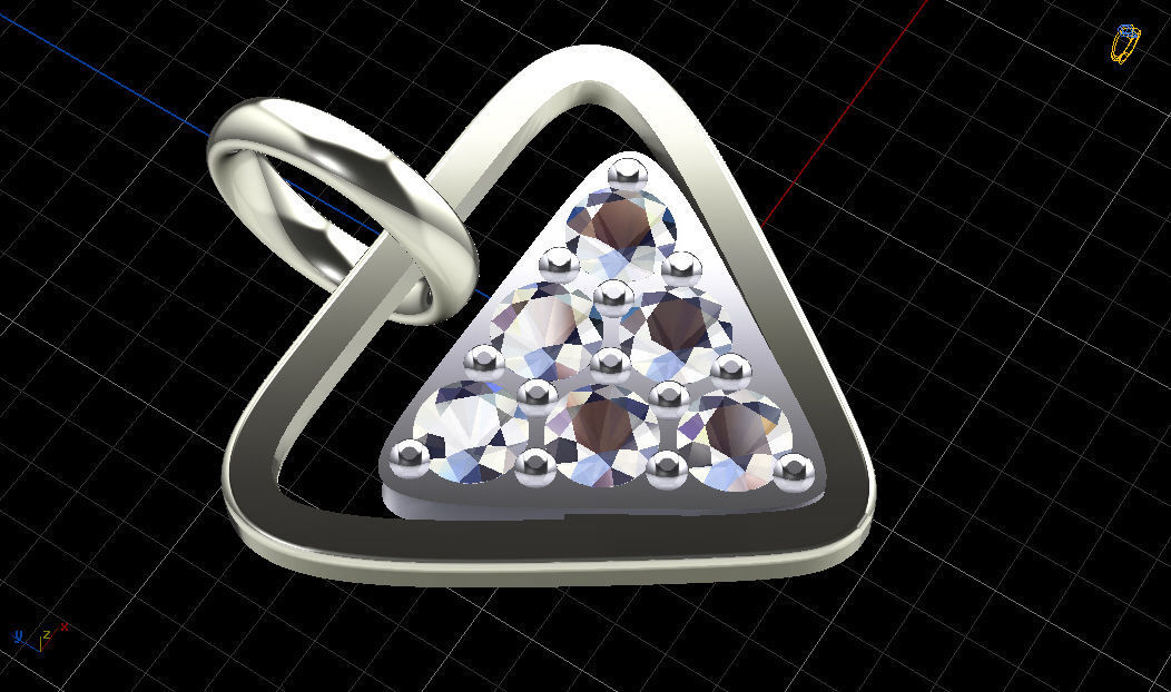 Pendant triangle with stones 3D model 3D printable | CGTrader
