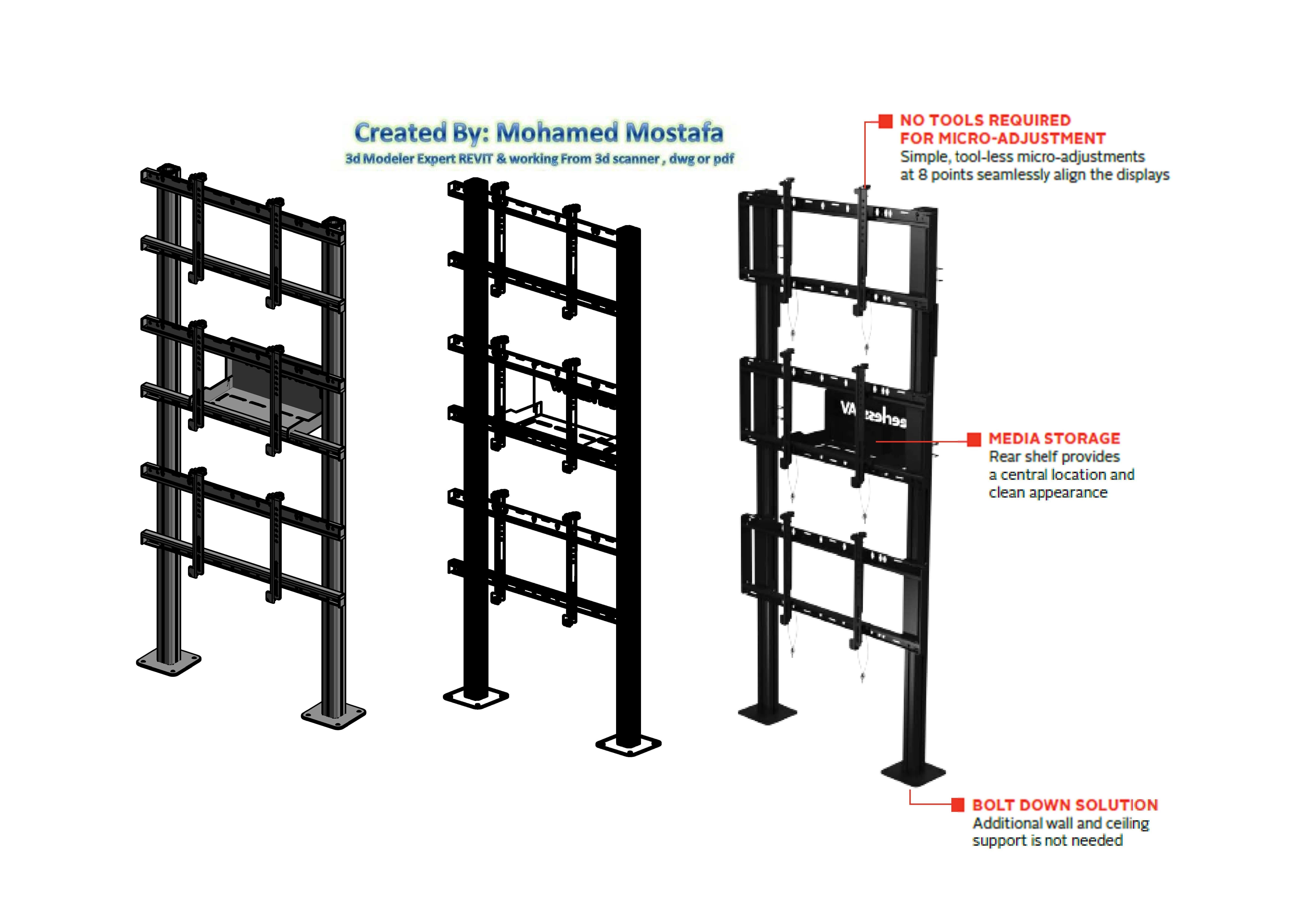 Display Wall - Floor - Ceiling Mount Revit Families 2015 3D model ...