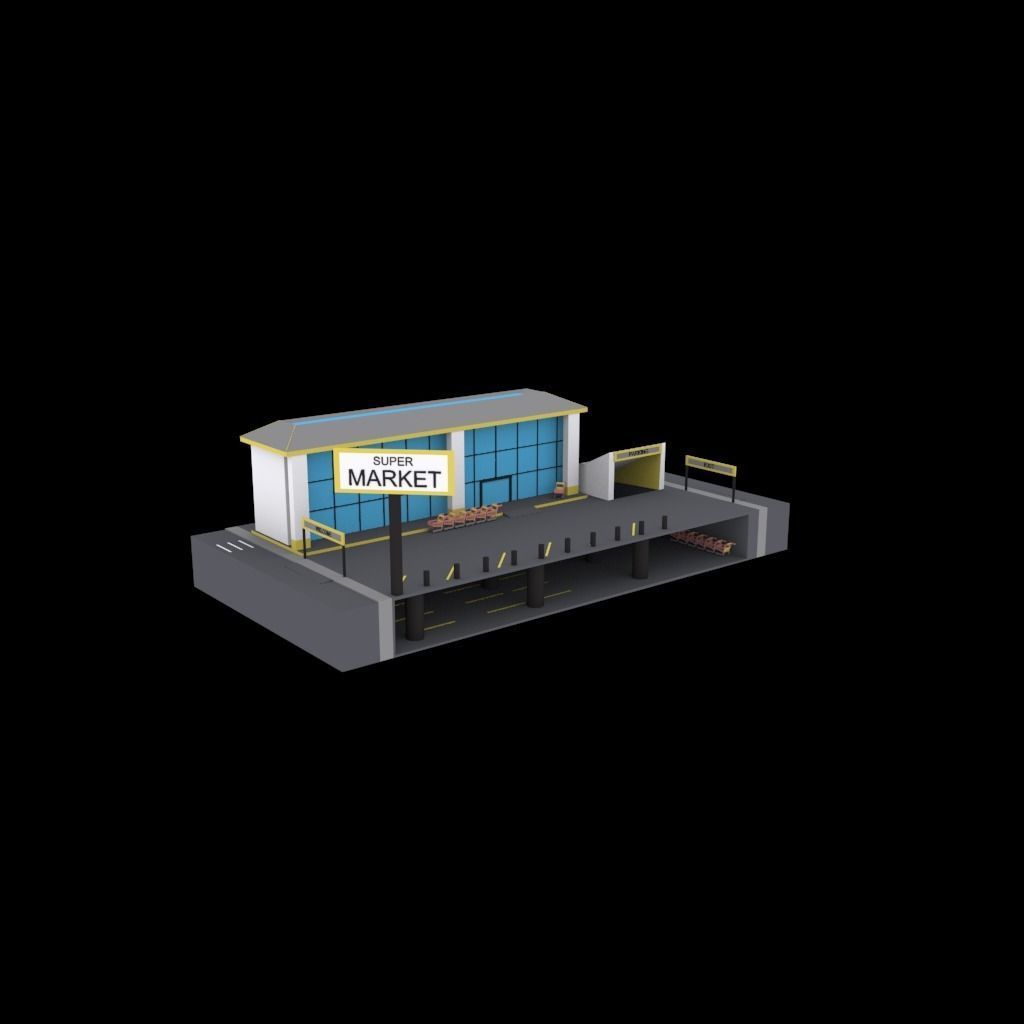 3D model Supermarket low poly pack VR / AR / low-poly | CGTrader