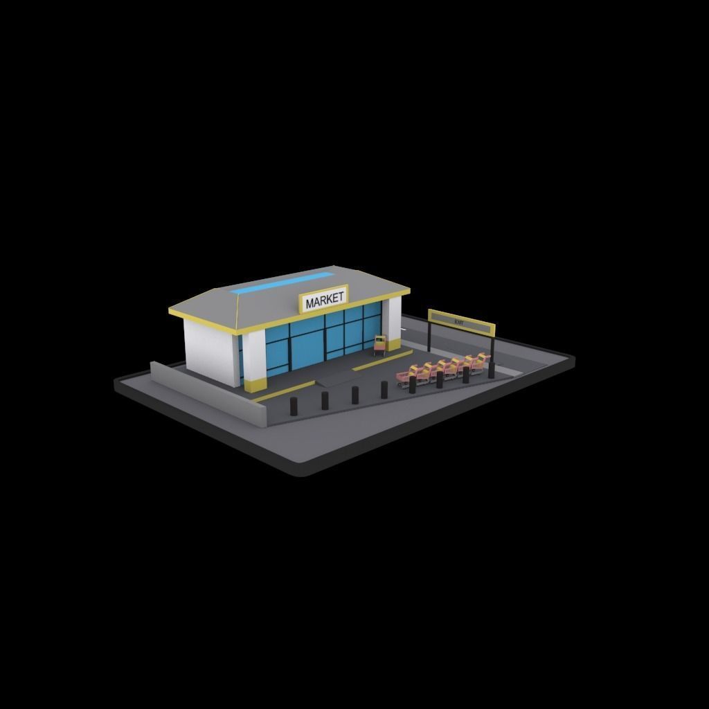 3D model Supermarket low poly pack VR / AR / low-poly | CGTrader