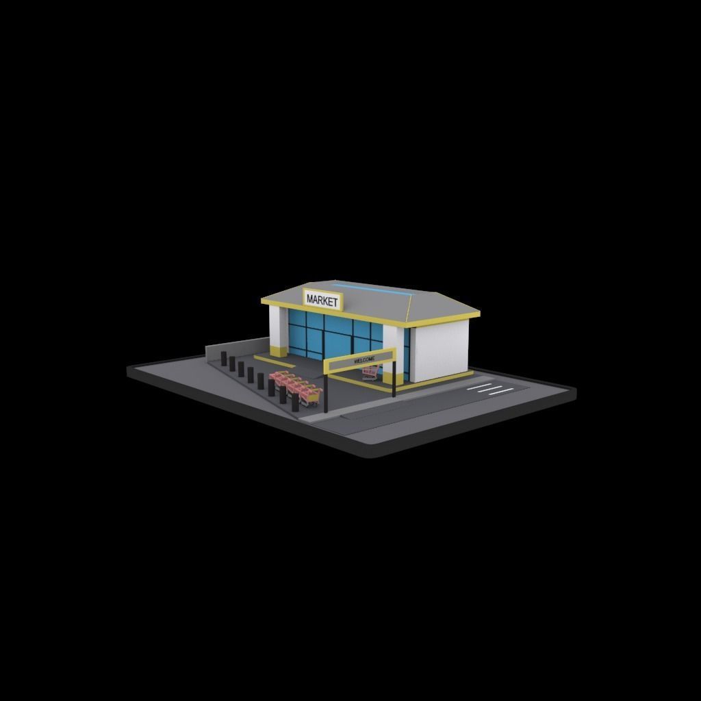 3D model Supermarket low poly pack VR / AR / low-poly | CGTrader